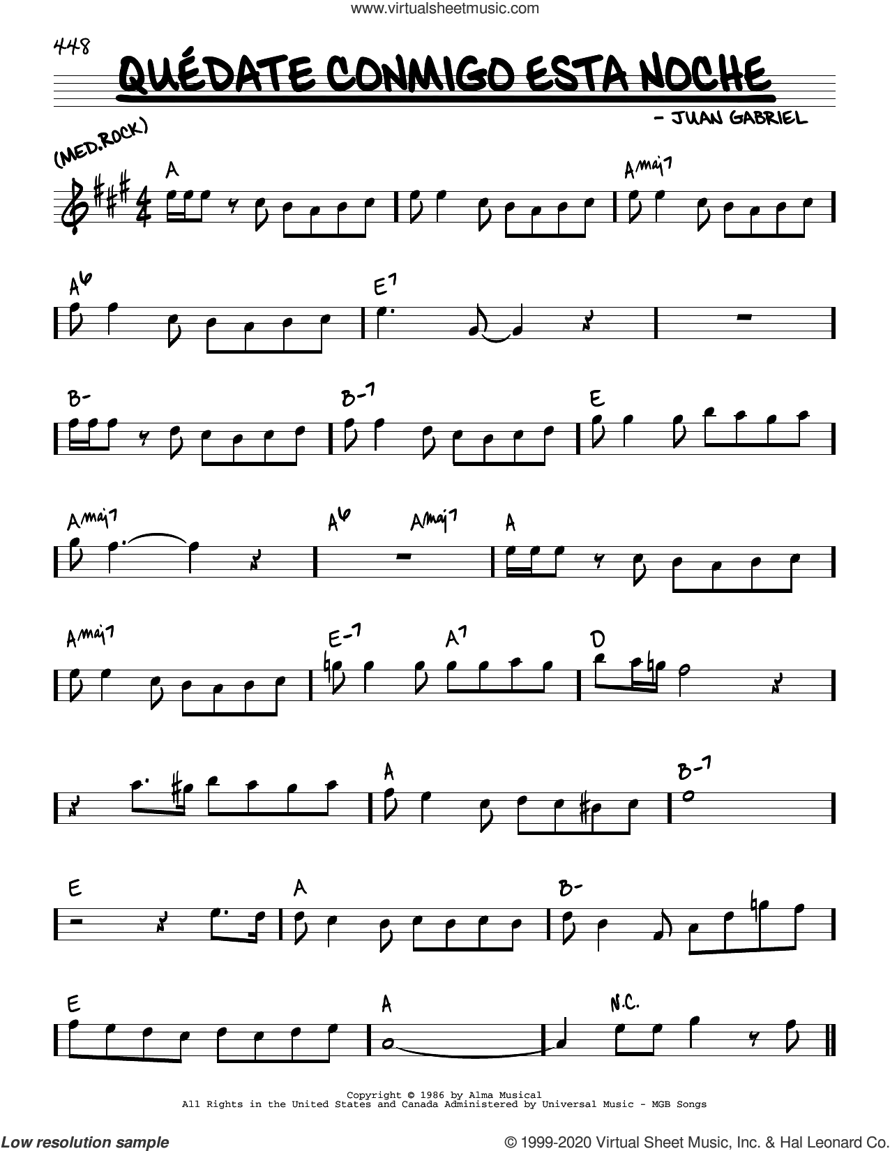 Quedate Conmigo Esta Noche sheet music (real book - melody and chords) (real book)
