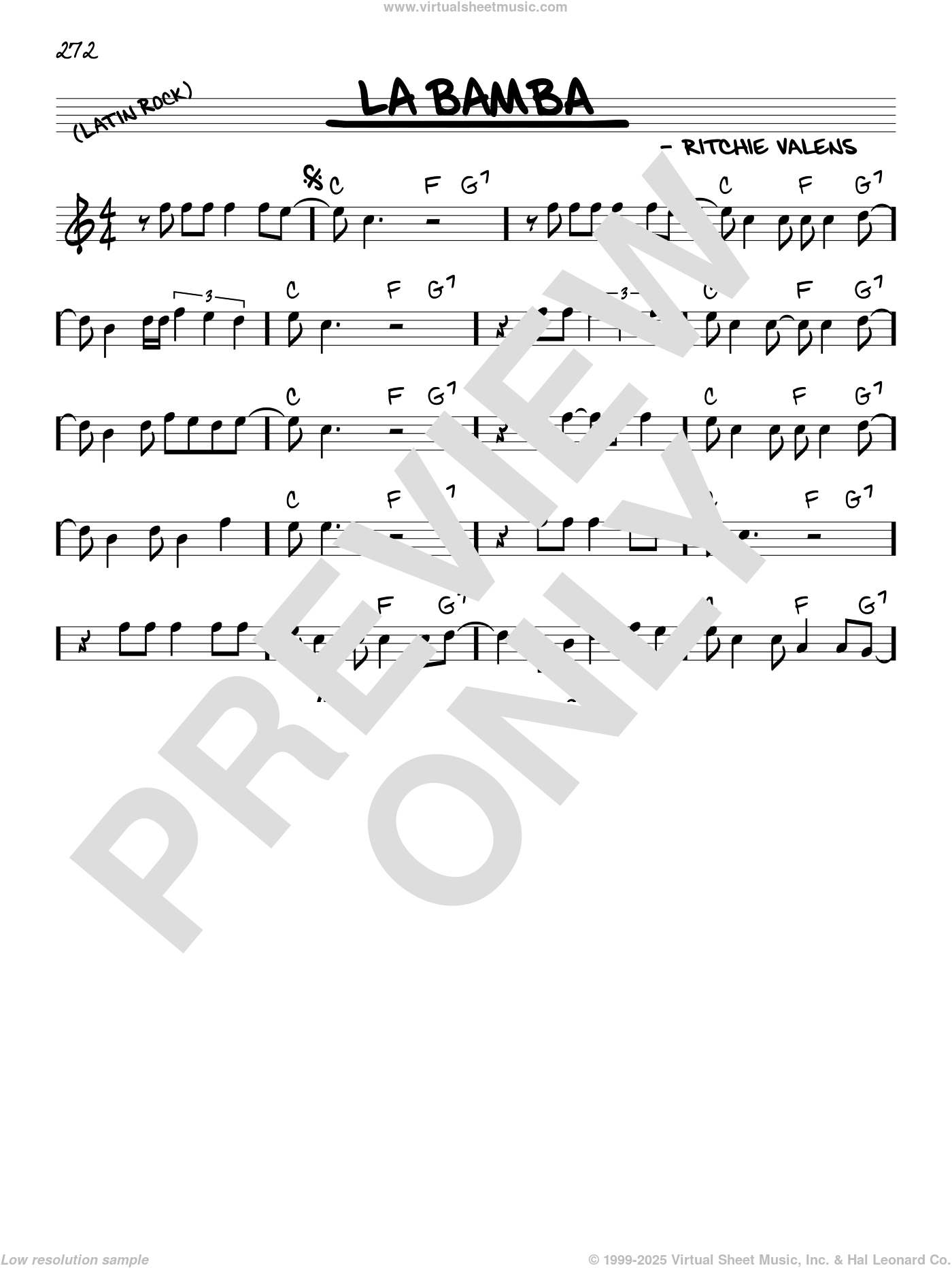 La Bamba sheet music (real book - melody and chords) (real book)