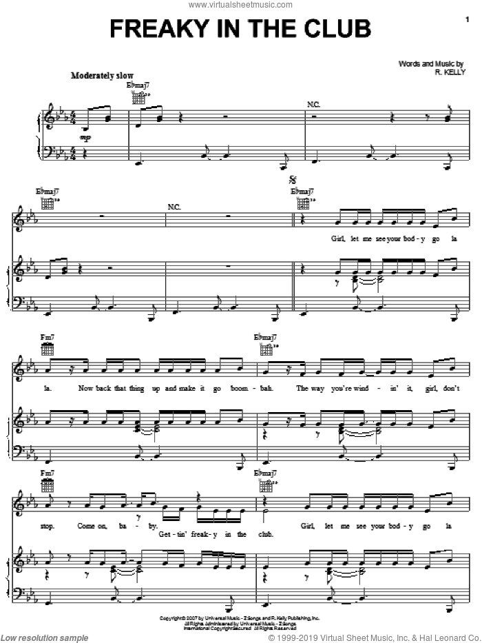 Freaky In The Club sheet music for voice, piano or guitar (PDF)