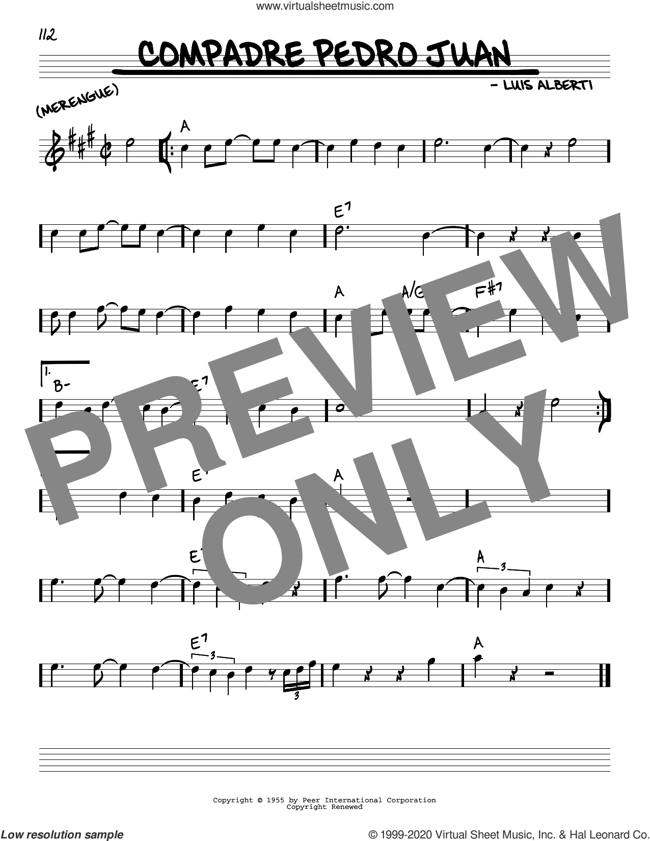 Compadre Pedro Juan sheet music (real book - melody and chords) (real book)