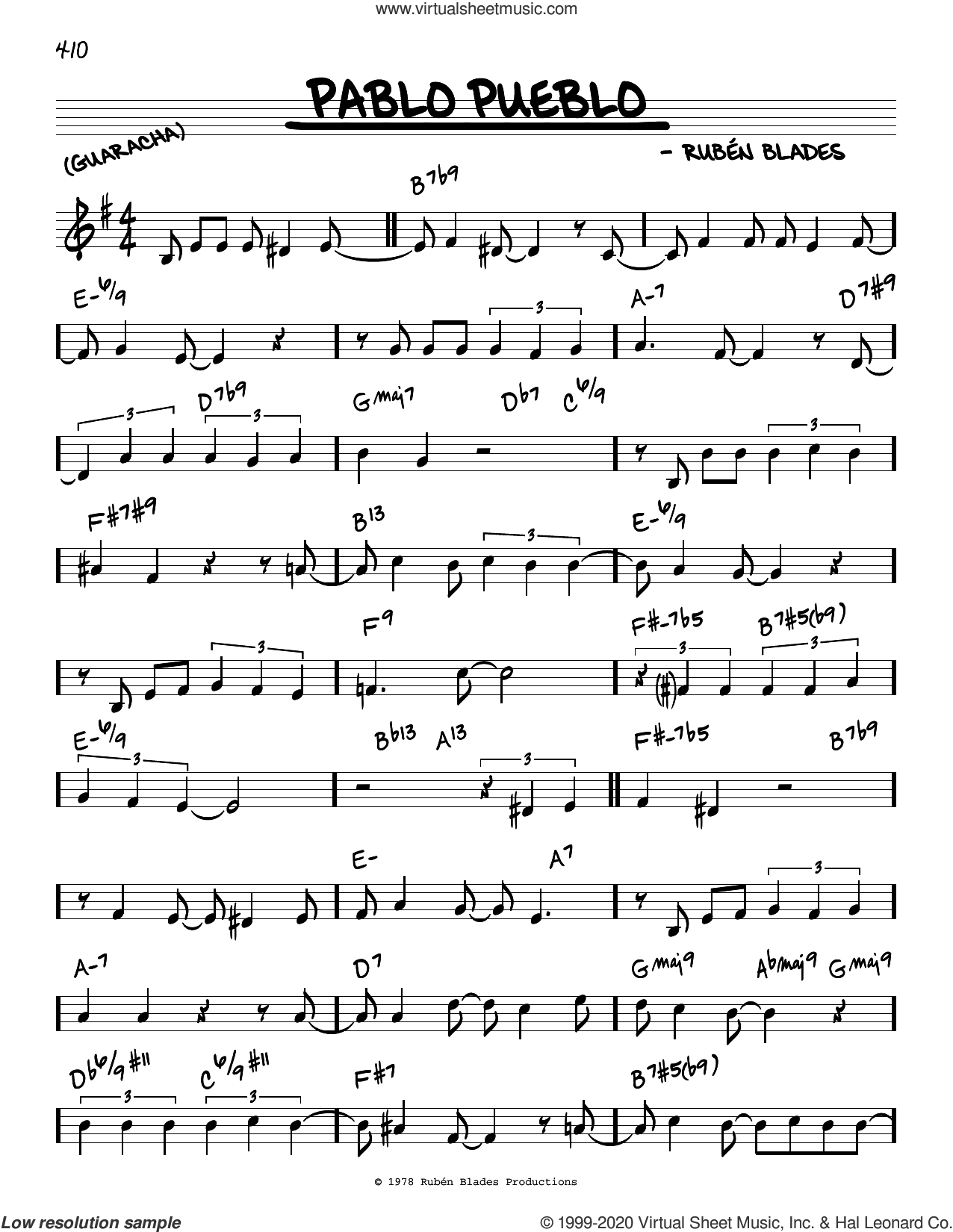 Pablo Pueblo sheet music (real book - melody and chords) (real book)