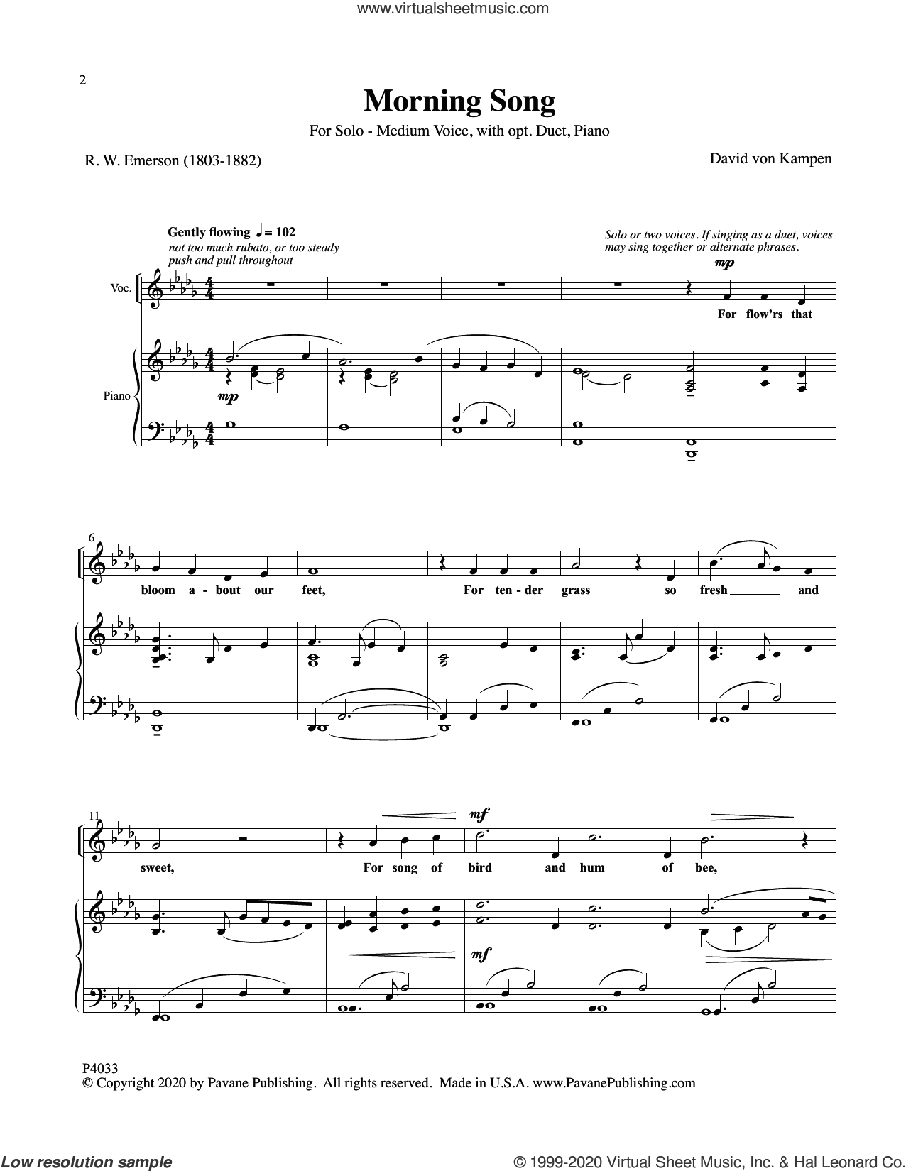 Morning Song sheet music for voice and piano (PDF)