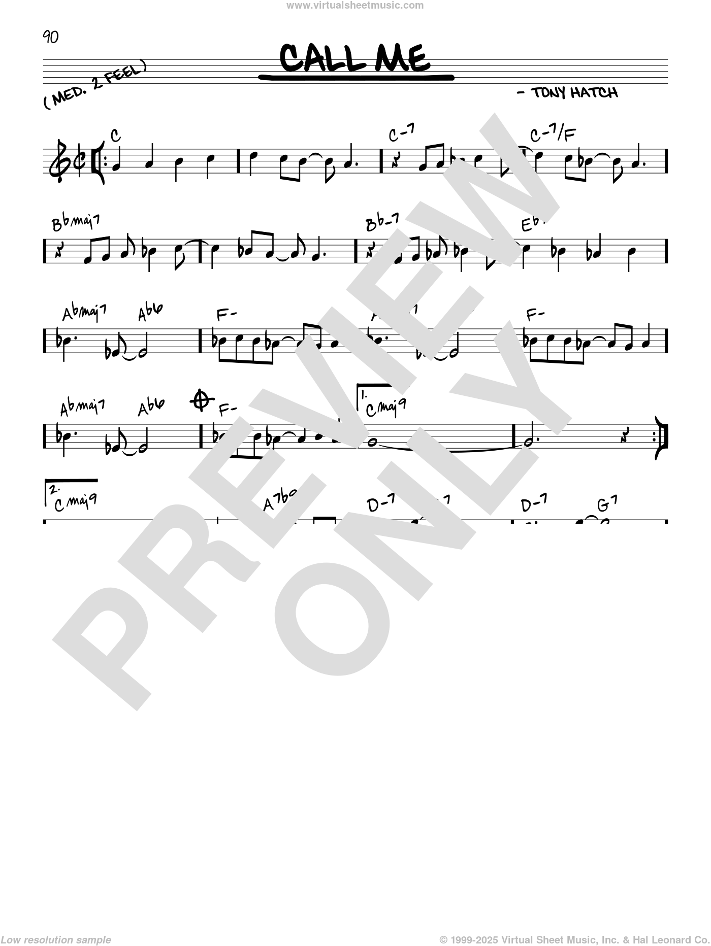 Call Me sheet music (real book - melody and chords) (real book)