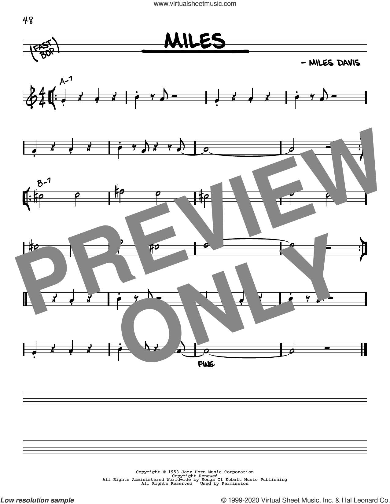 Miles sheet music (real book - melody and chords) (real book)