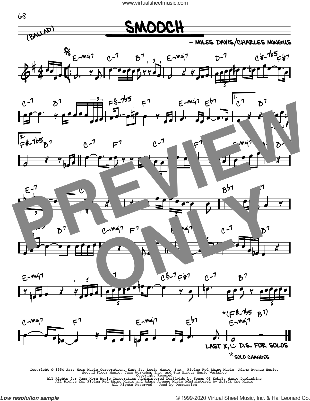 Smooch sheet music (real book - melody and chords) (real book)