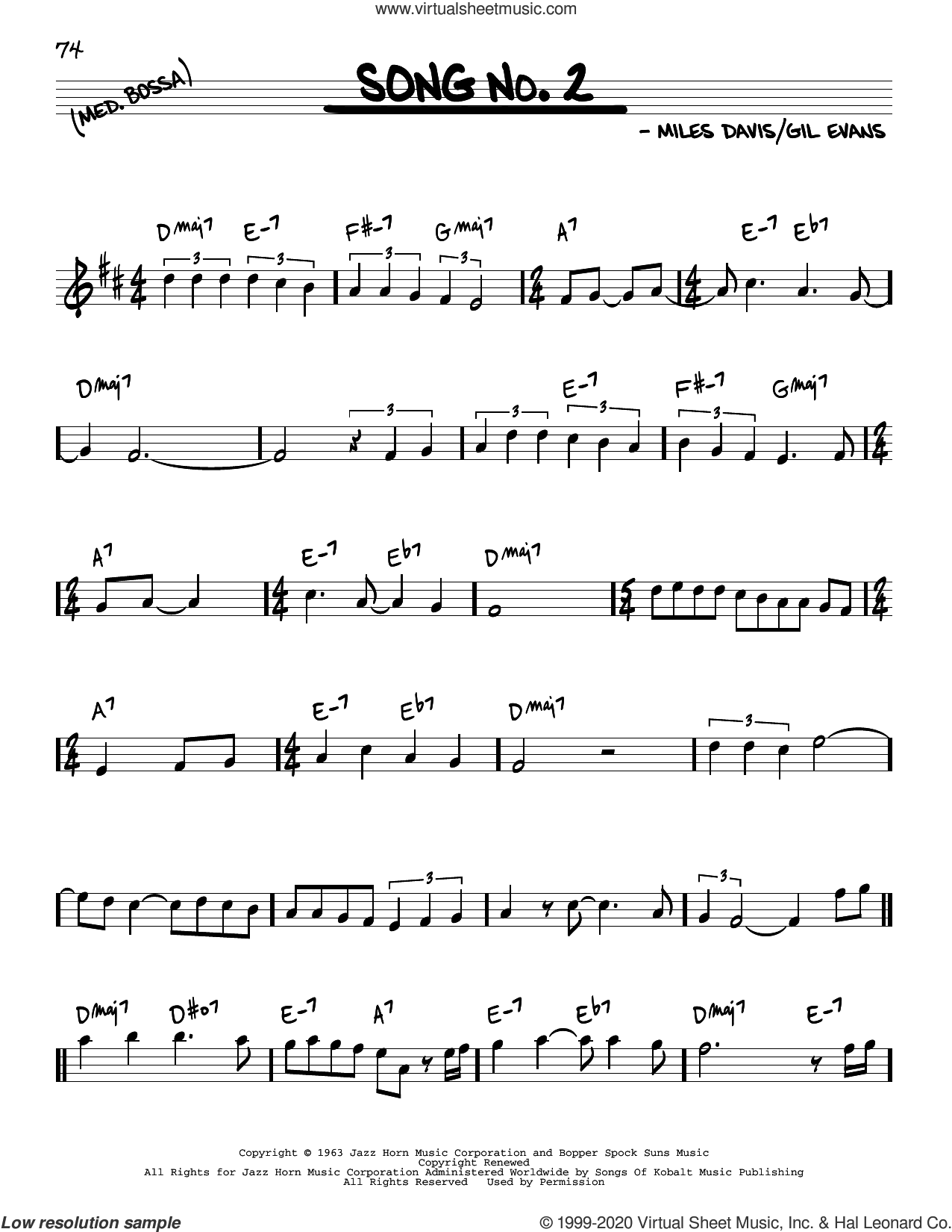 Song No. 2 sheet music (real book - melody and chords) (real book)