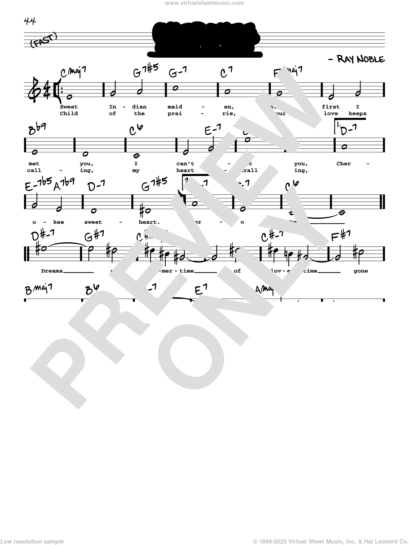 Cherokee (Indian Love Song) (High Voice) sheet music (real book with ...