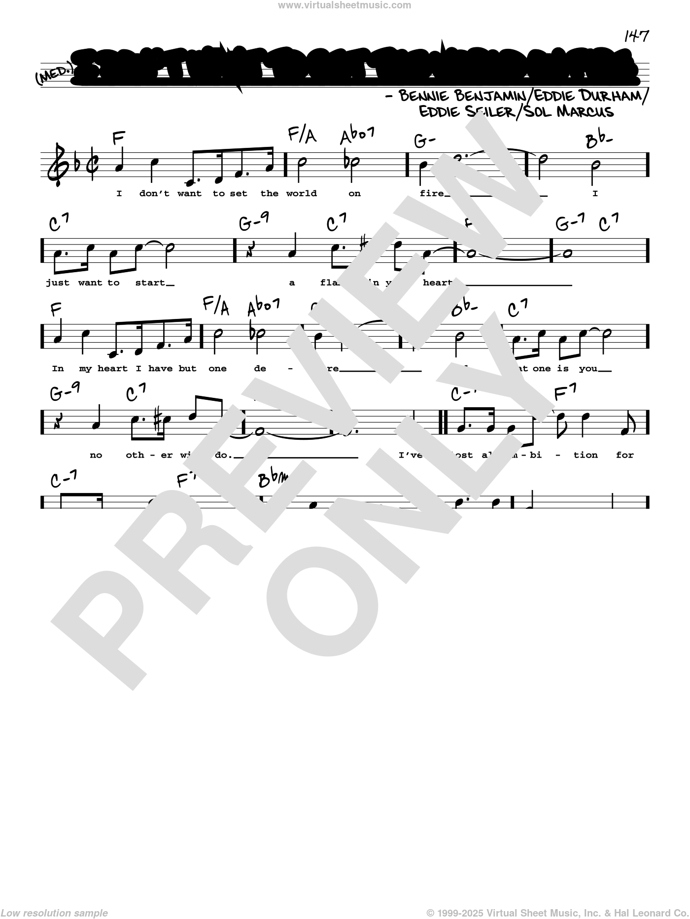 I Don't Want To Set The World On Fire (High Voice) sheet music (real ...