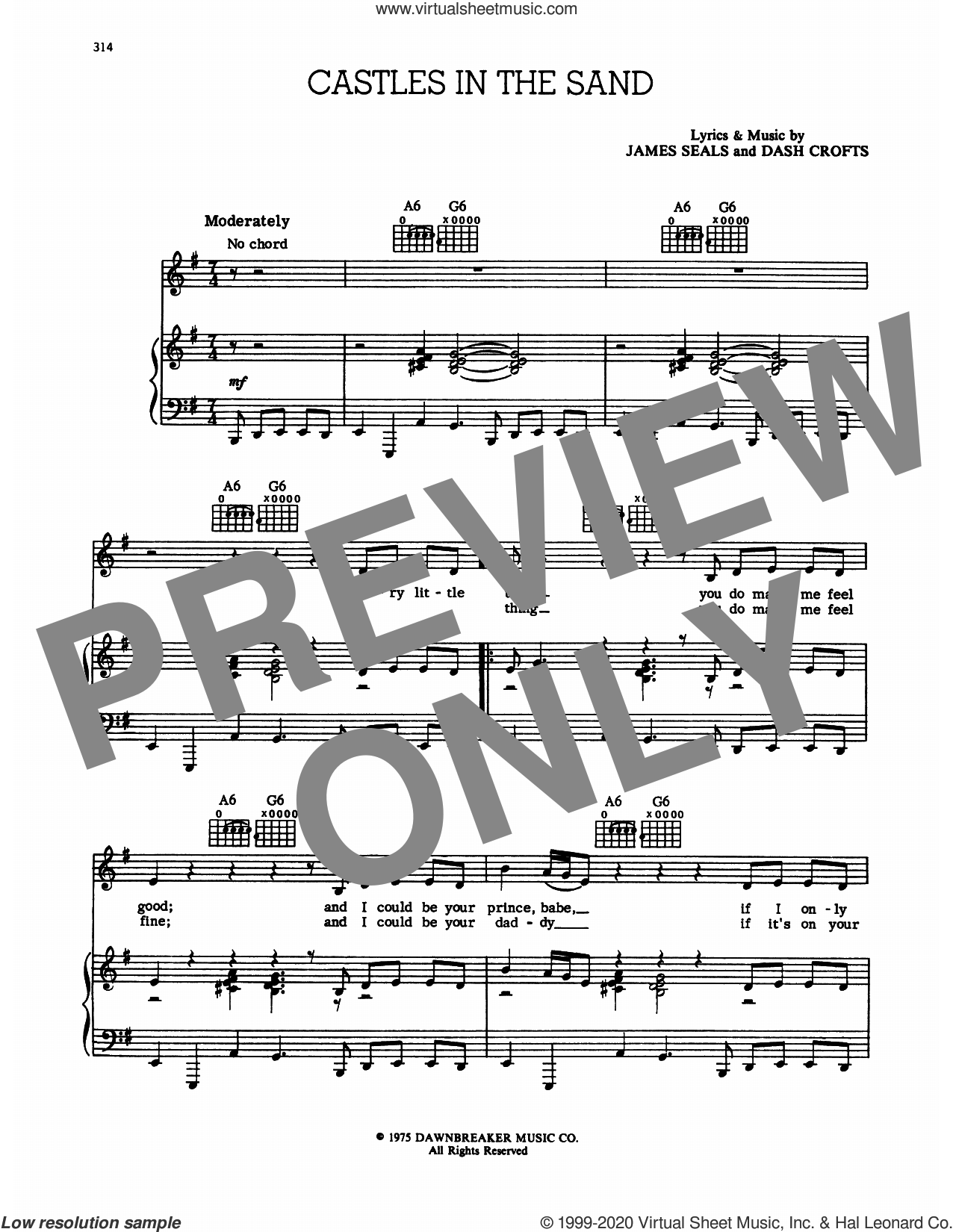 Castles In The Sand sheet music for voice and piano (PDF)