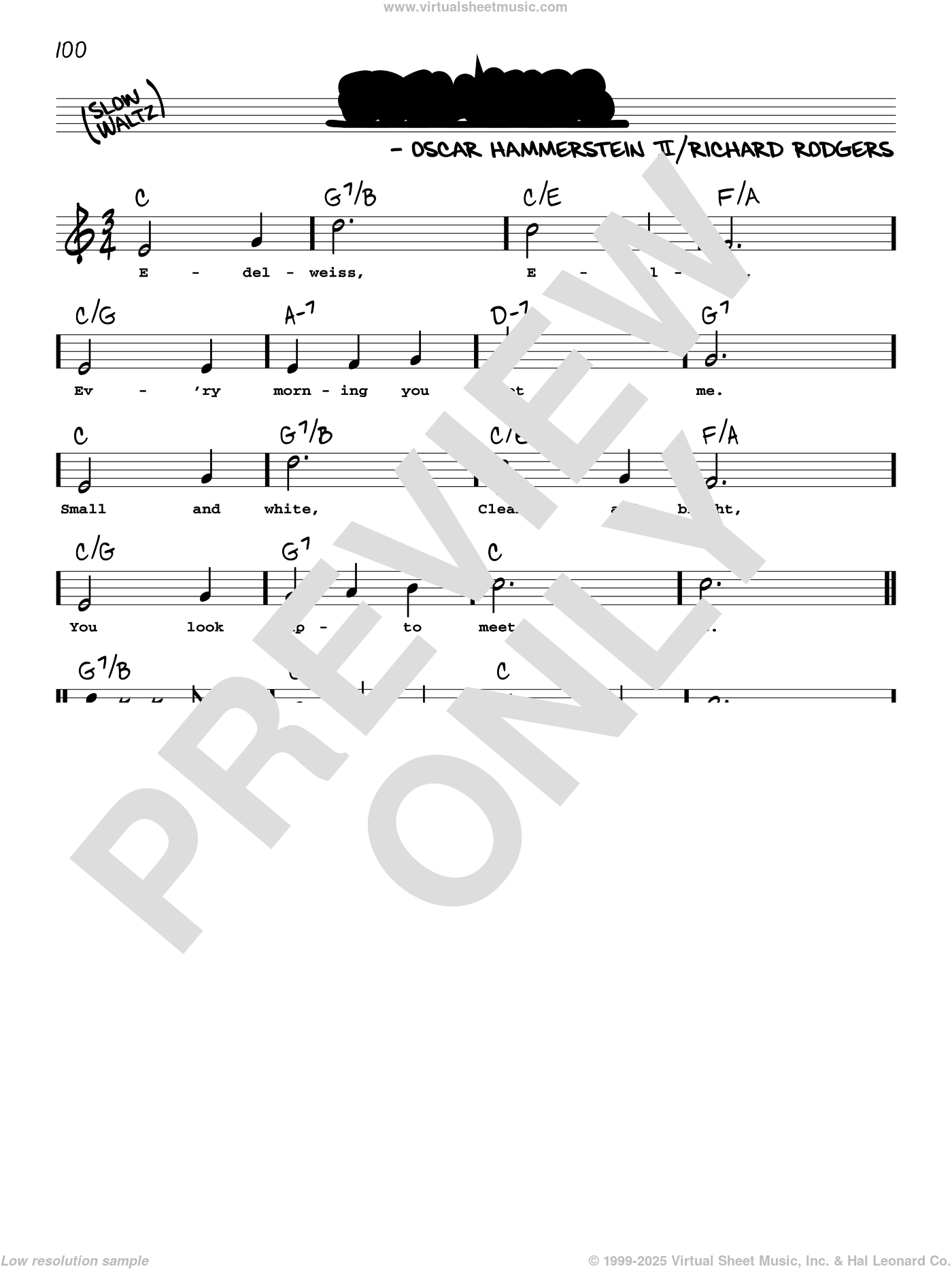 Edelweiss (from The Sound Of Music) (High Voice) sheet music (real book ...