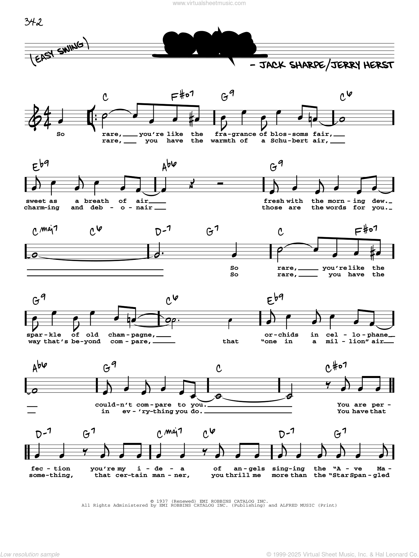 So Rare (High Voice) sheet music (real book with lyrics) (high voice)