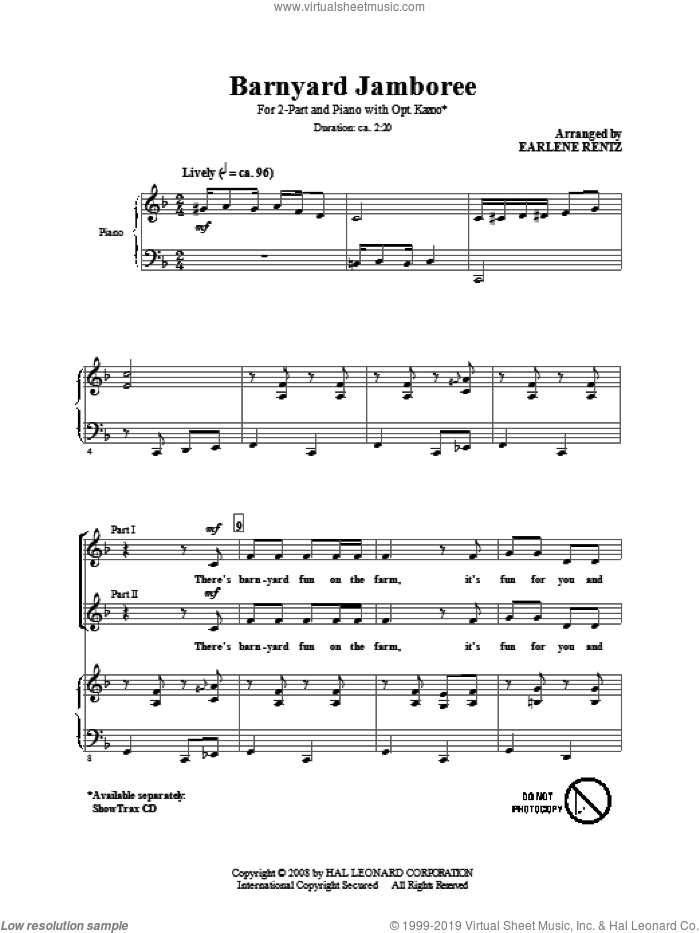 Barnyard Jamboree sheet music for choir (2-Part) (PDF)