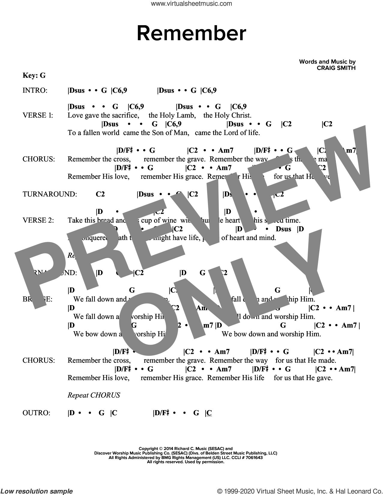 Remember sheet music for guitar (chords) (PDF)