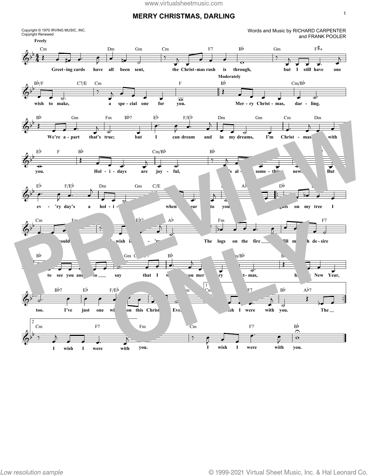 Merry Christmas Darling Lyrics