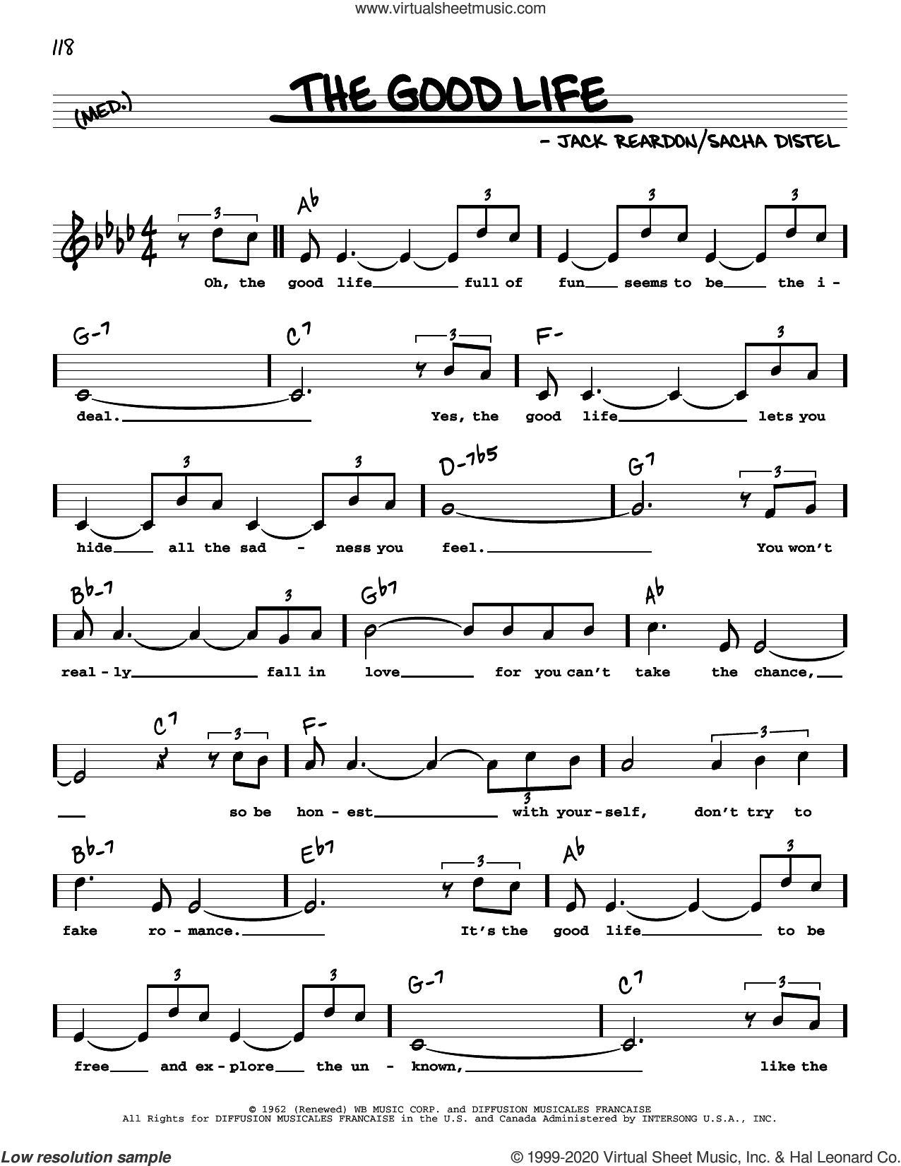 The Good Life (High Voice) sheet music (real book with lyrics)