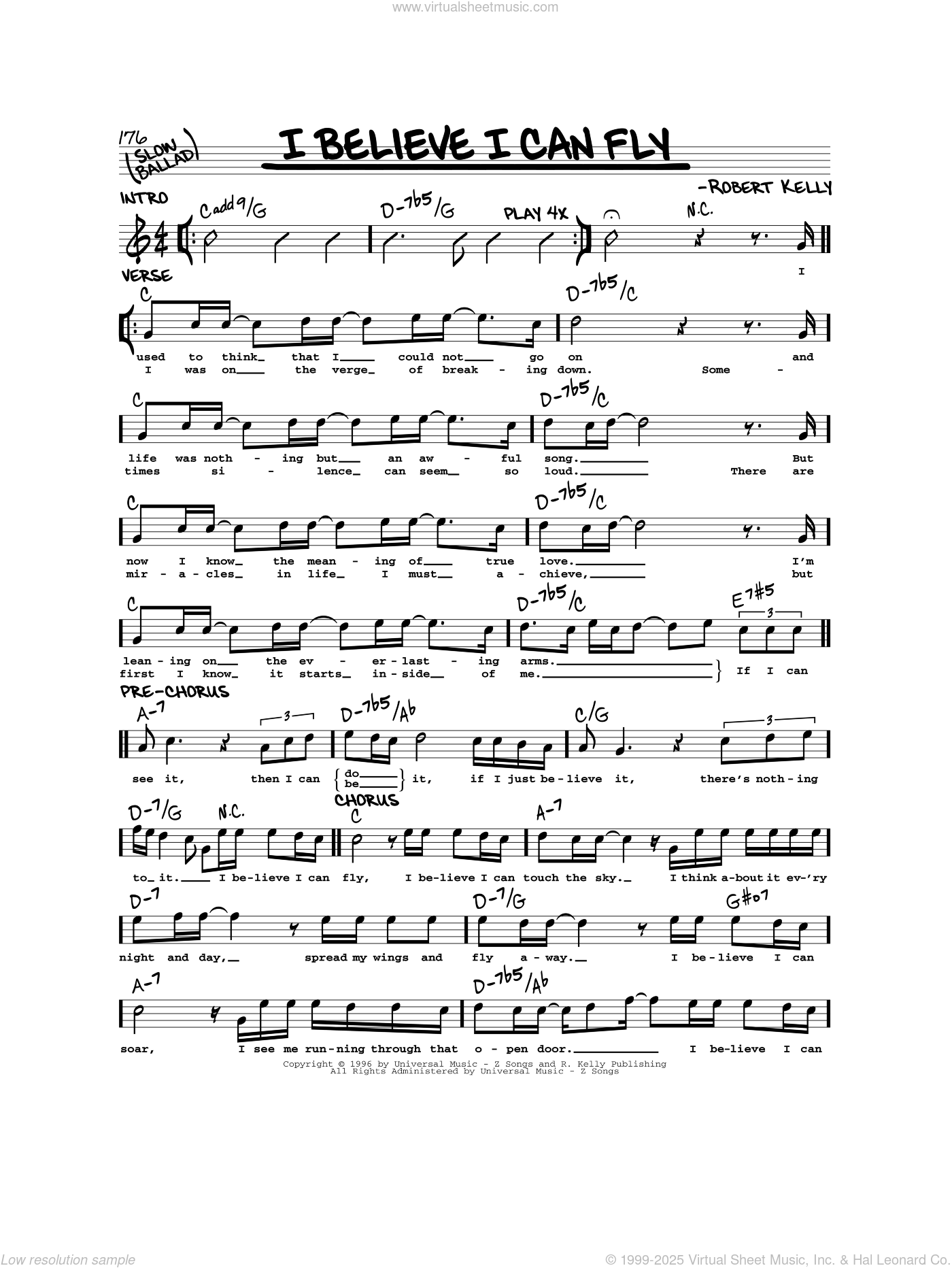 I Believe I Can Fly sheet music (real book - melody and chords) (real book)