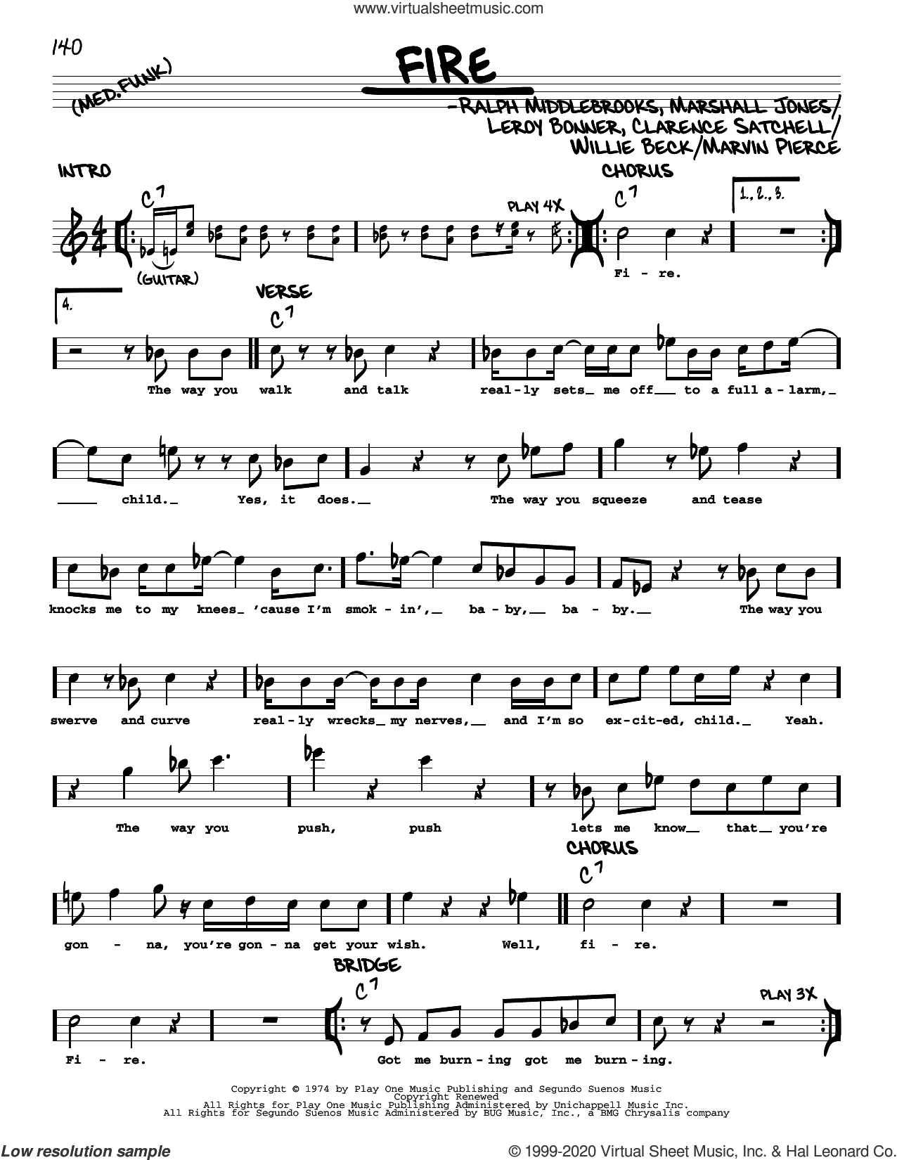 Fire sheet music (real book - melody and chords) (real book)