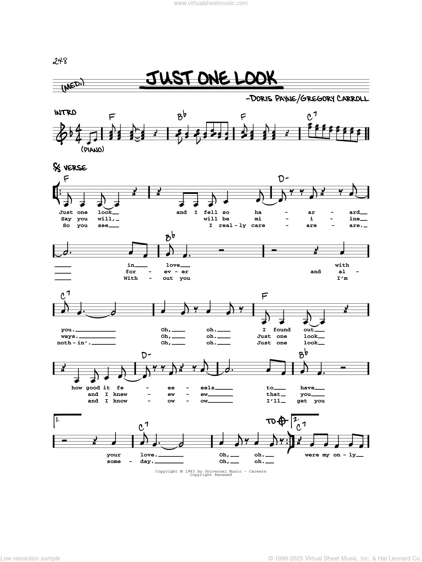 Just One Look sheet music (real book - melody and chords) (real book)