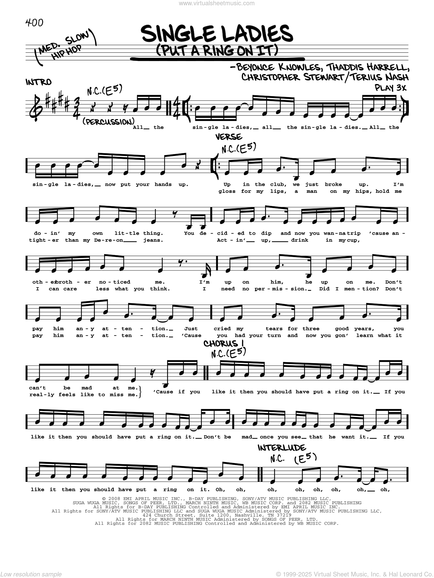 Single Ladies (Put A Ring On It) sheet music (real book - melody and ...