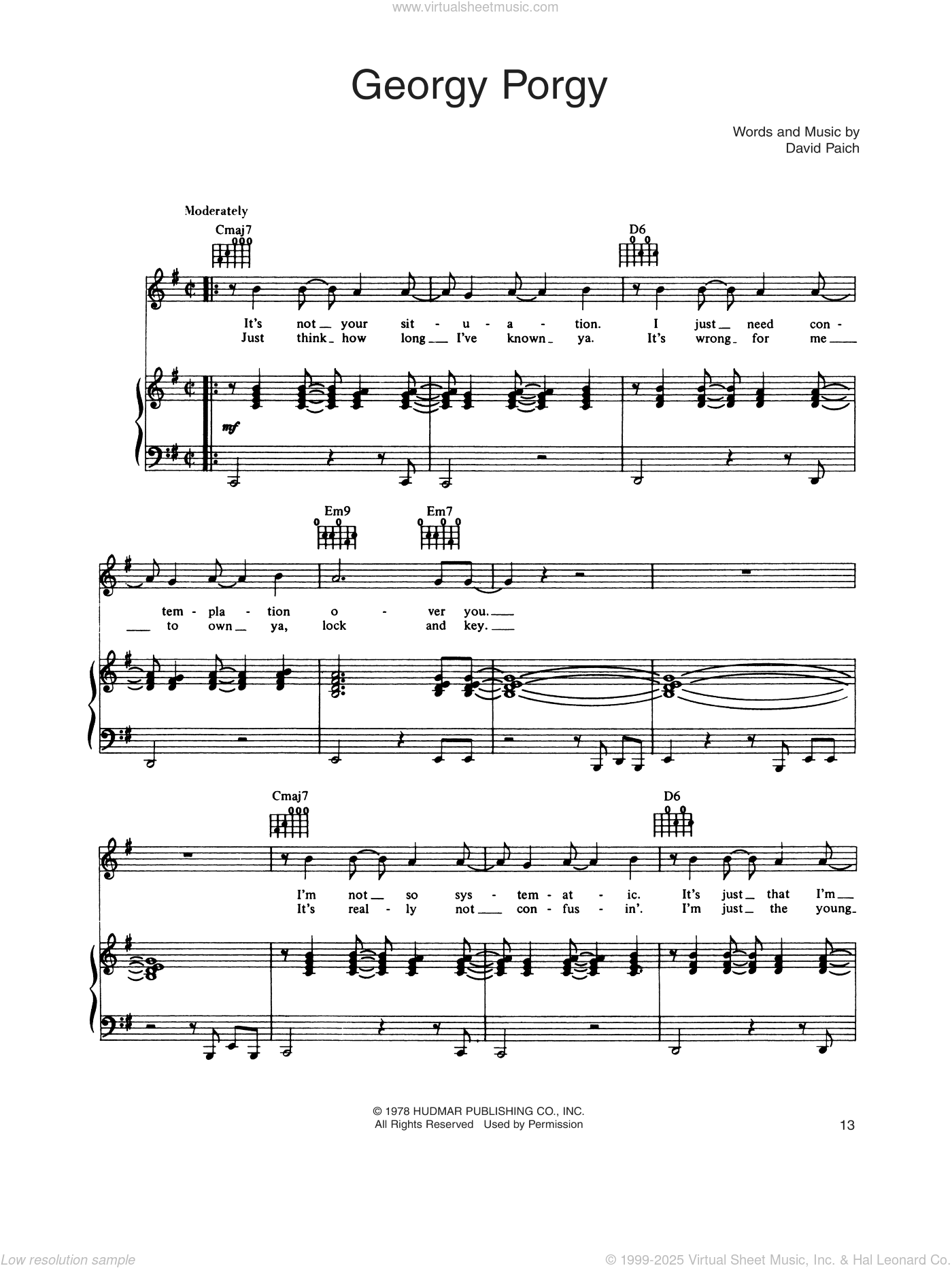 Georgy Porgy sheet music for voice, piano or guitar (PDF)