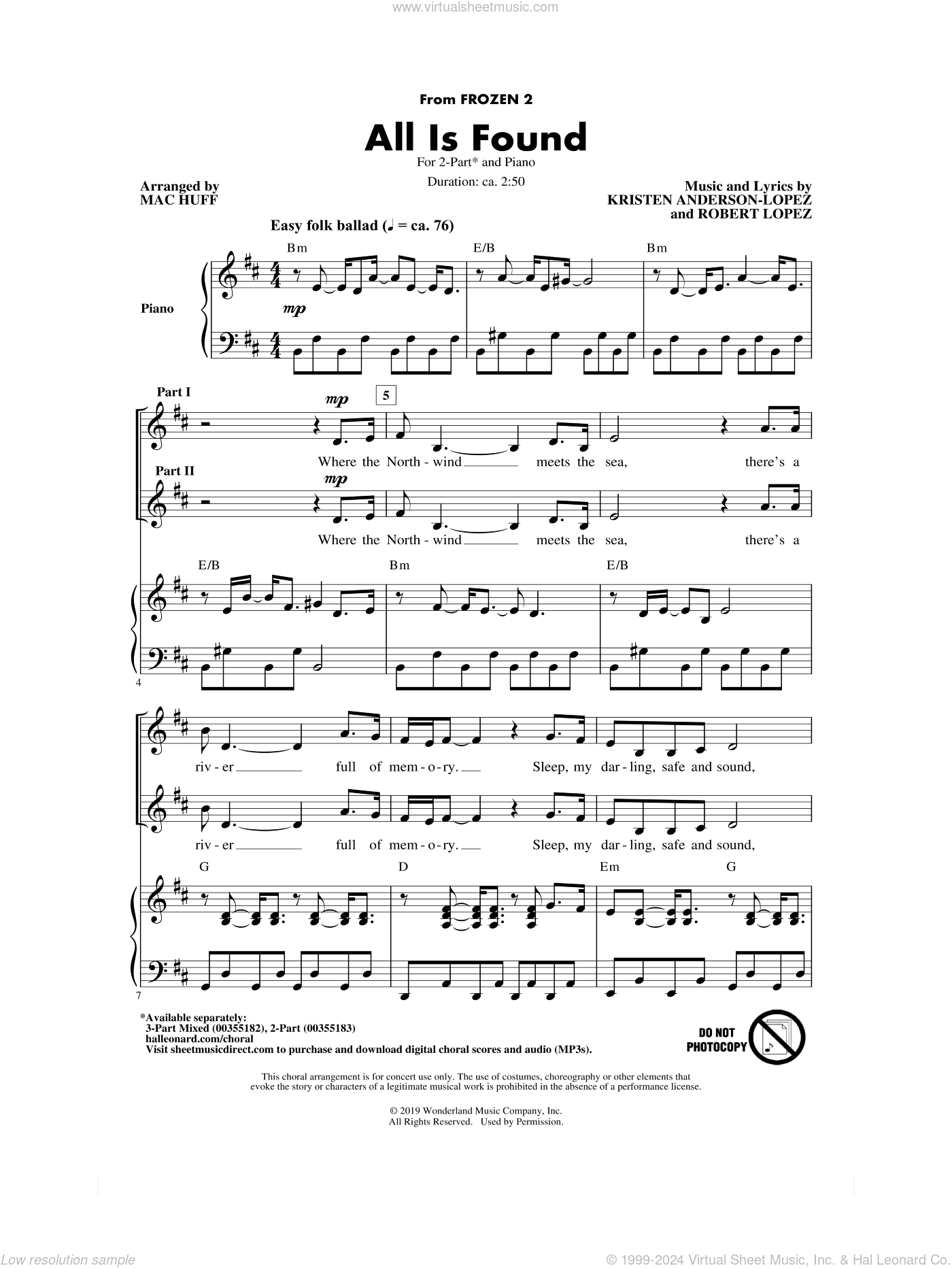 All Is Found (from Disney's Frozen 2) (arr. Mac Huff) sheet music for ...