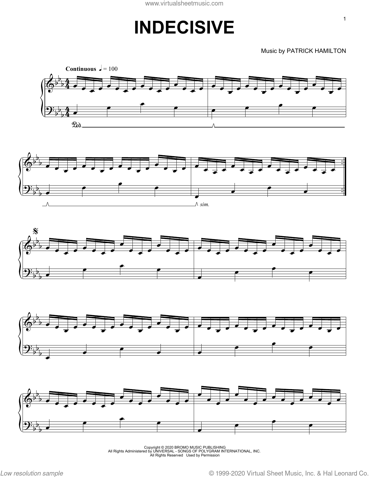 Indecisive sheet music for piano solo (PDF-interactive)