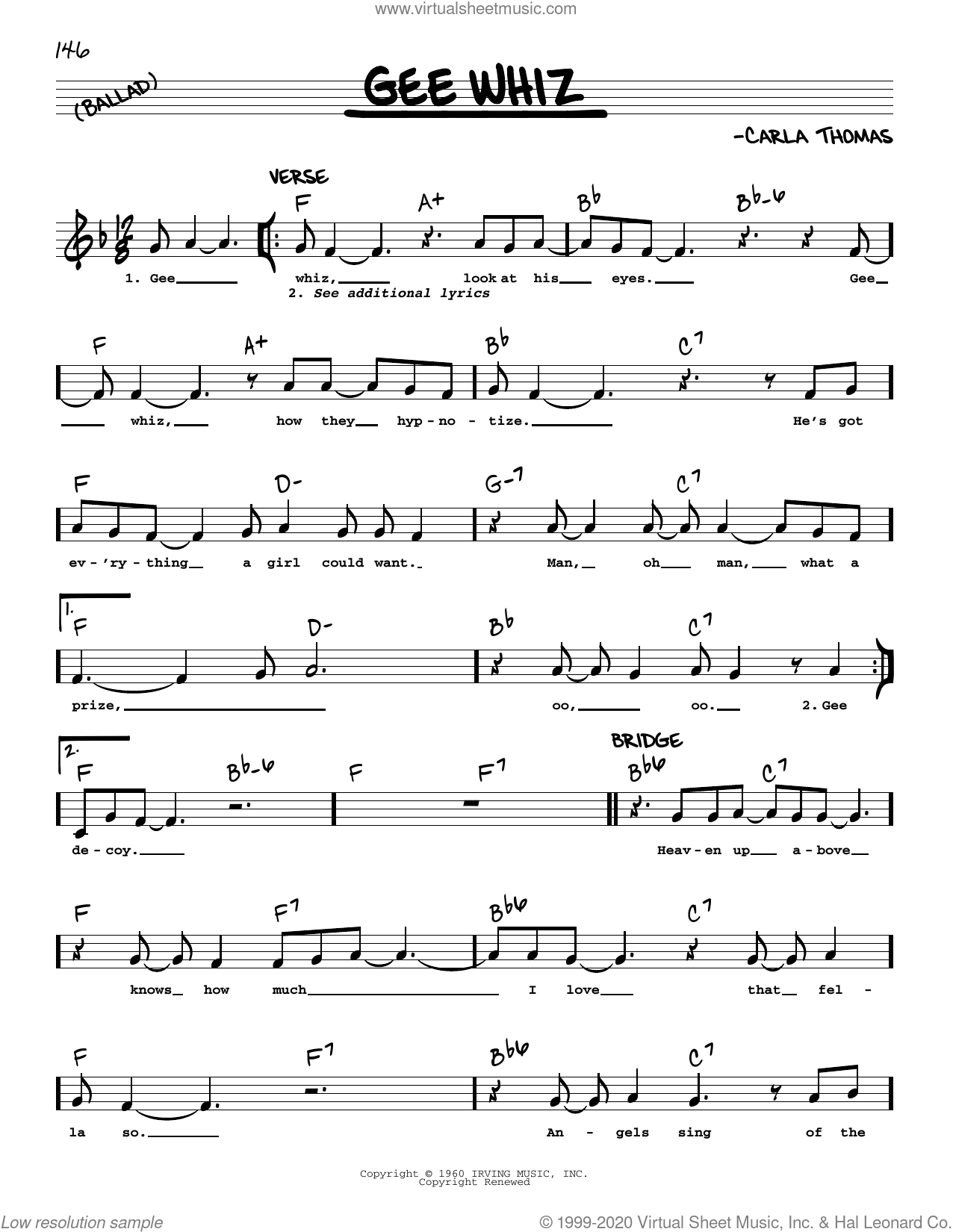Gee Whiz sheet music (real book - melody and chords) (real book)