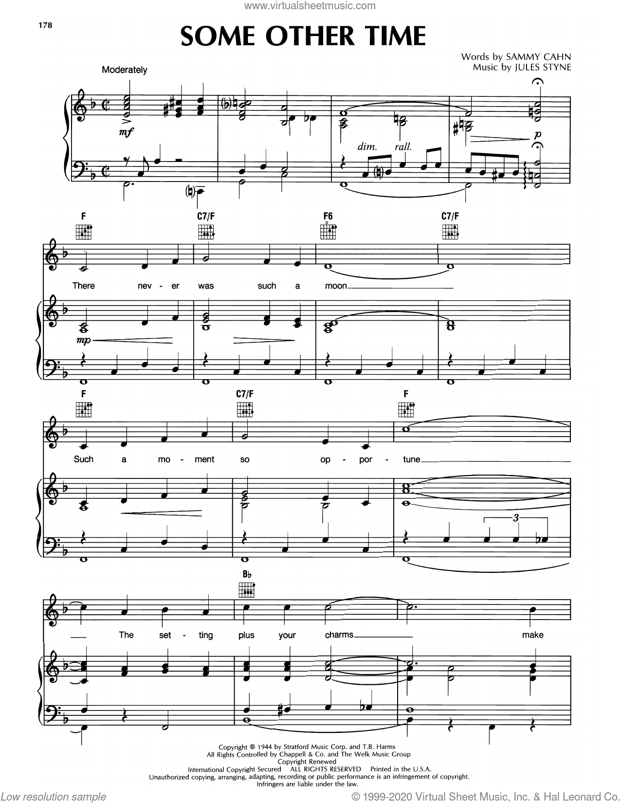 Some Other Time sheet music for voice and piano (PDF)