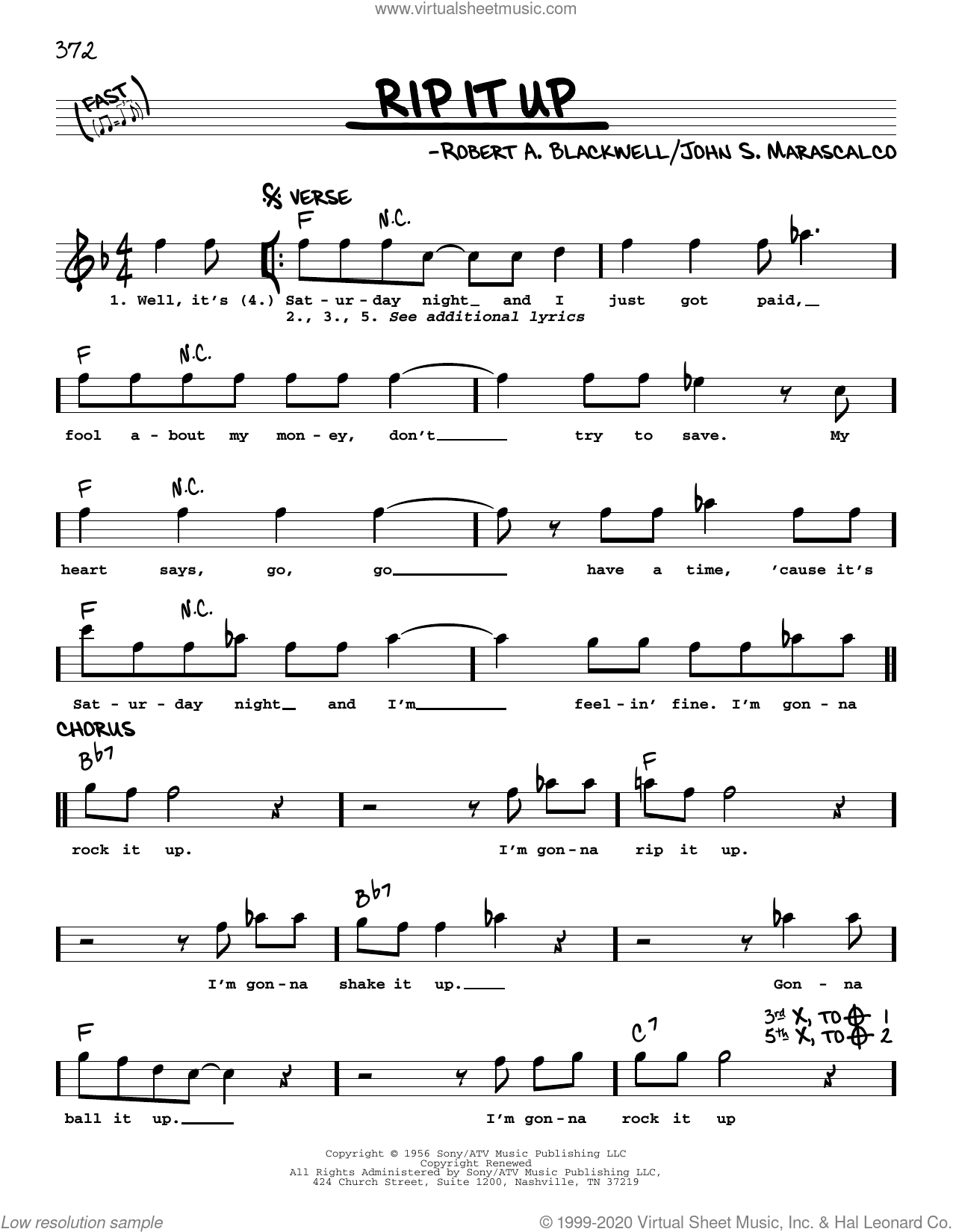 Rip It Up sheet music (real book - melody and chords) (real book)