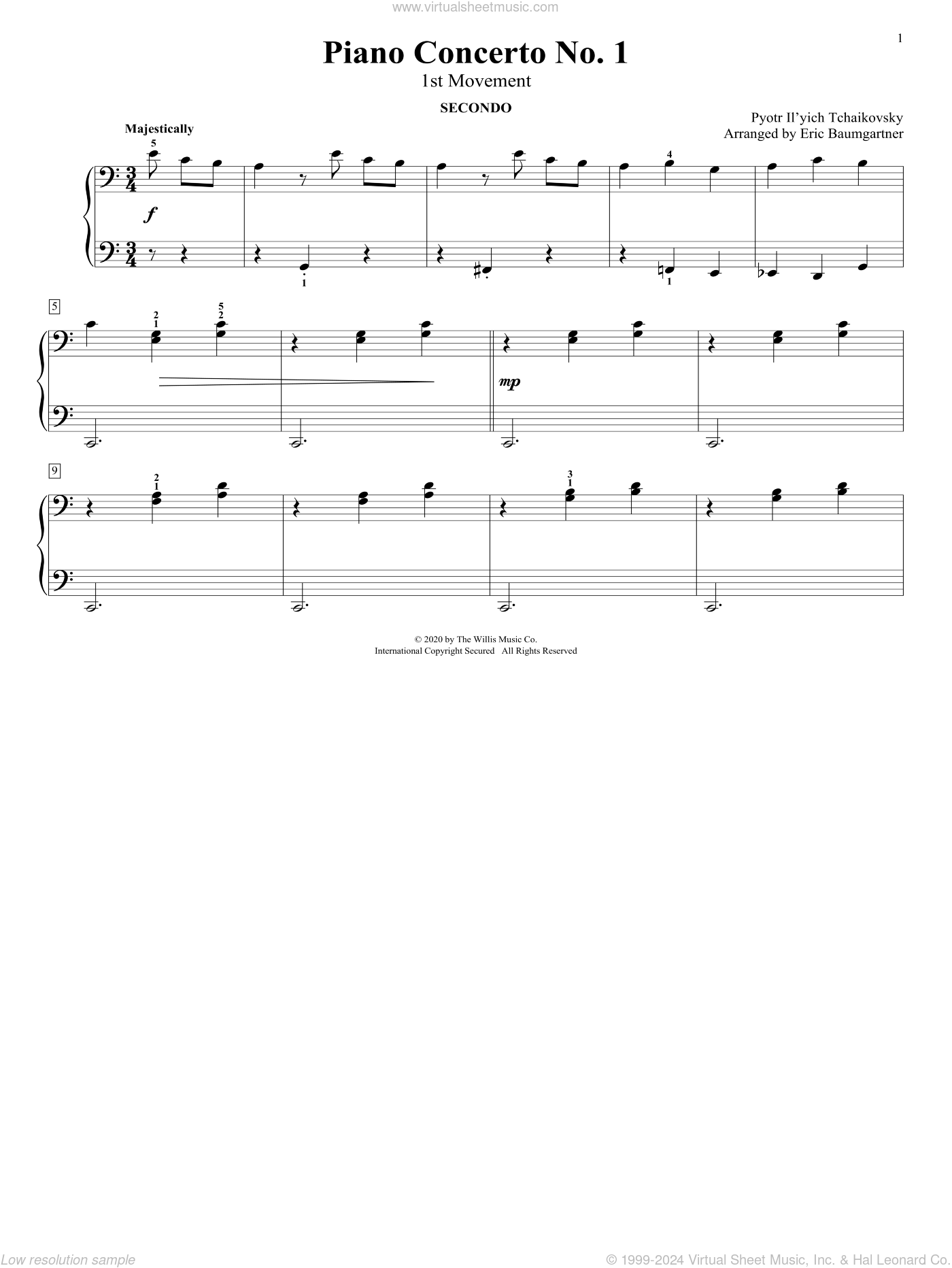 Tchaikovsky: Piano Concerto No. 1 (1st Movement) (arr. Eric Baumgartner) sheet music for piano ...