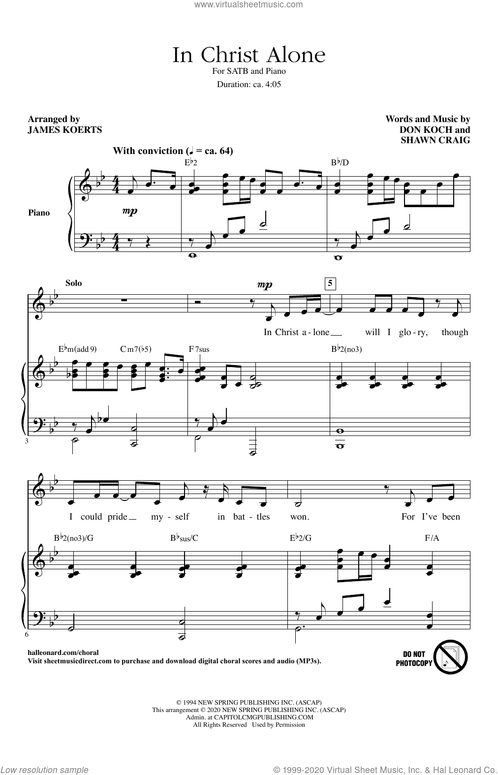 In Christ Alone (arr. James Koerts) sheet music for choir (SATB ...