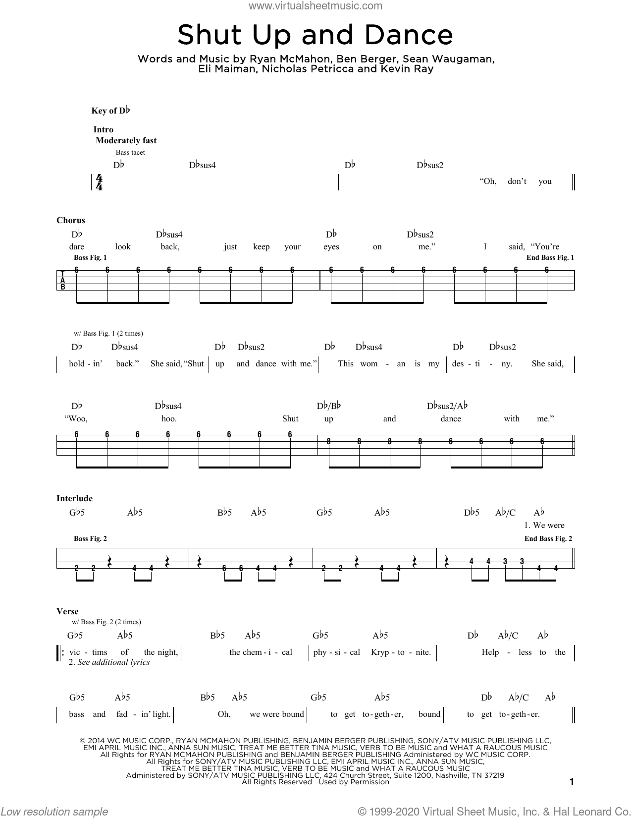 Shut Up And Dance sheet music for bass solo (PDF)
