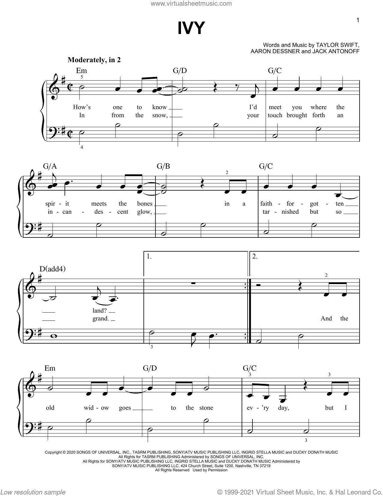 ivy sheet music for piano solo (PDF-interactive)