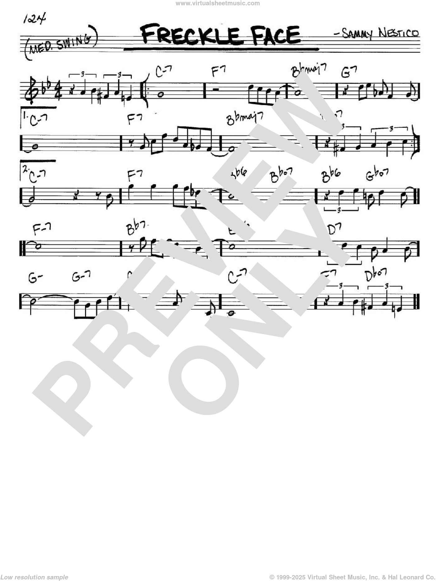 Freckle Face sheet music (real book - melody and chords) (in C)