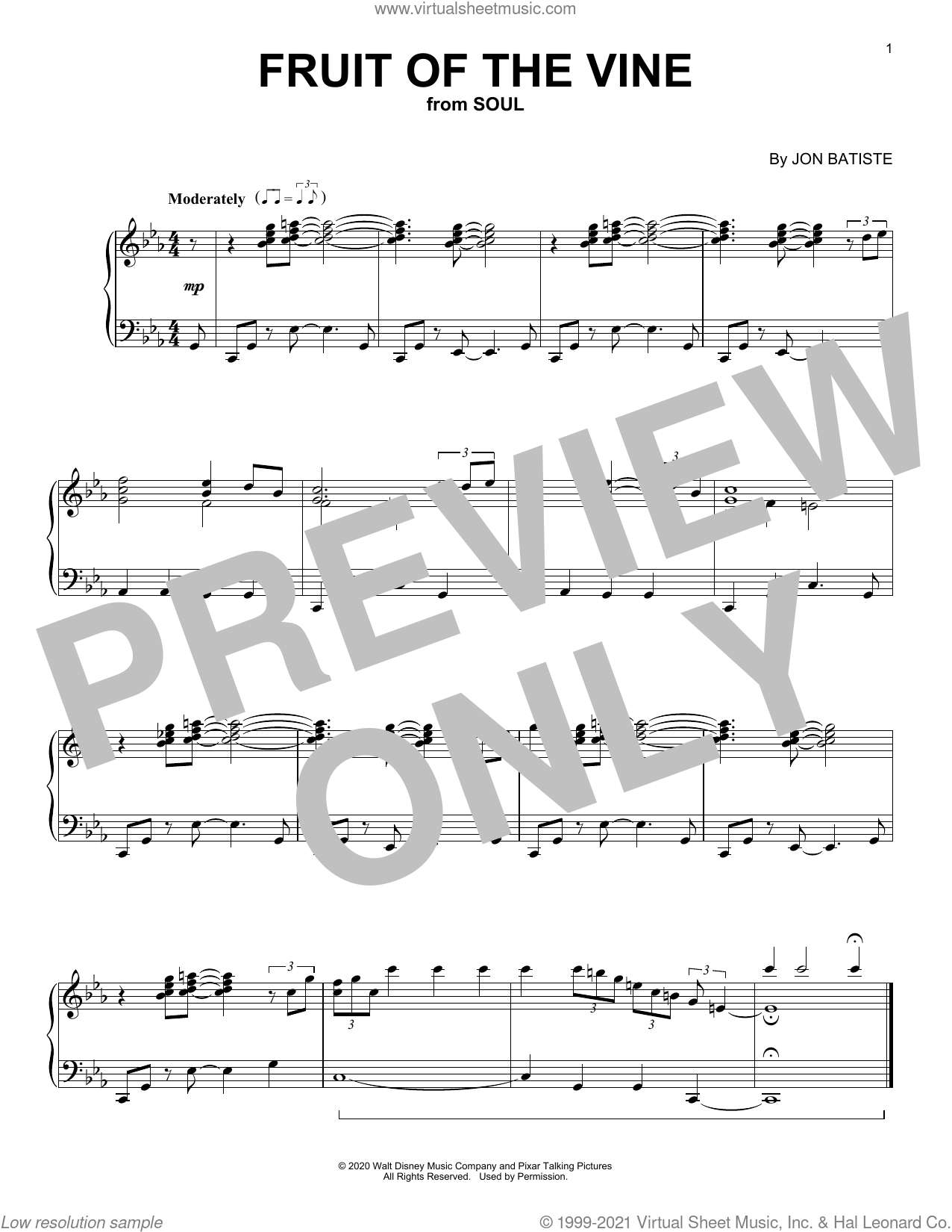 Fruit Of The Vine (from Soul) sheet music for piano solo (PDF)