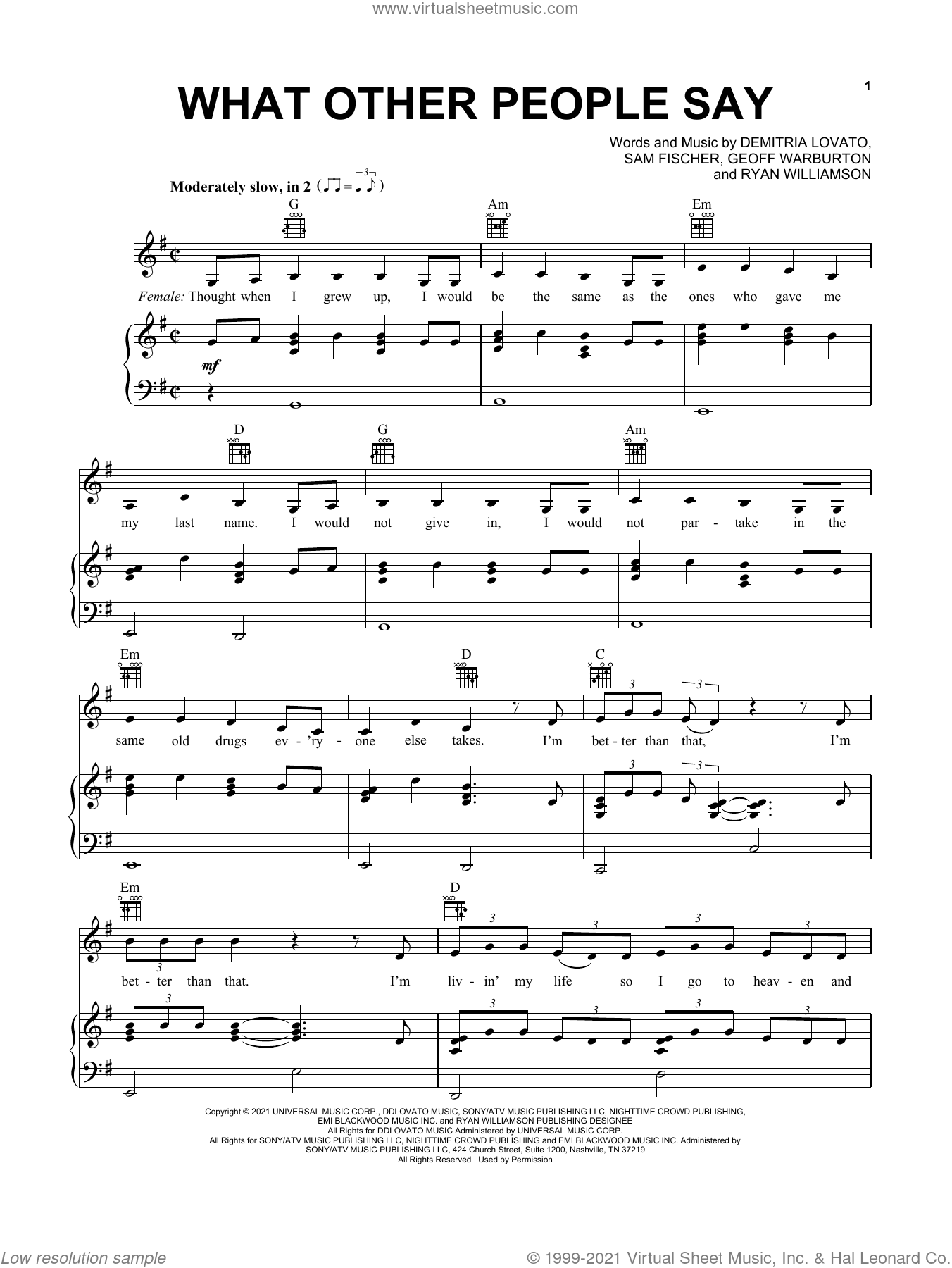 What Other People Say sheet music for voice, piano or guitar