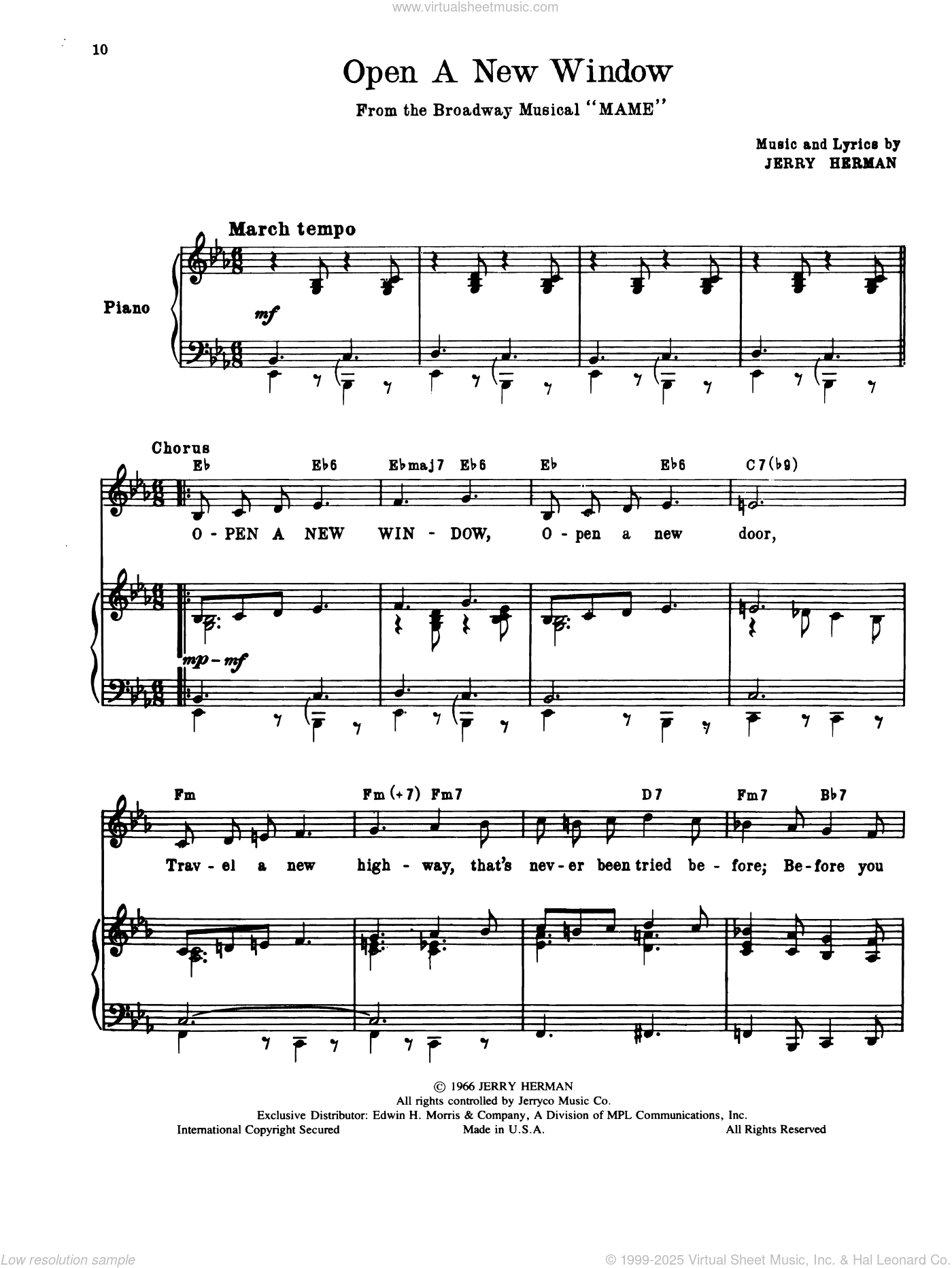 Open A New Window (from Mame) sheet music for voice, piano or guitar