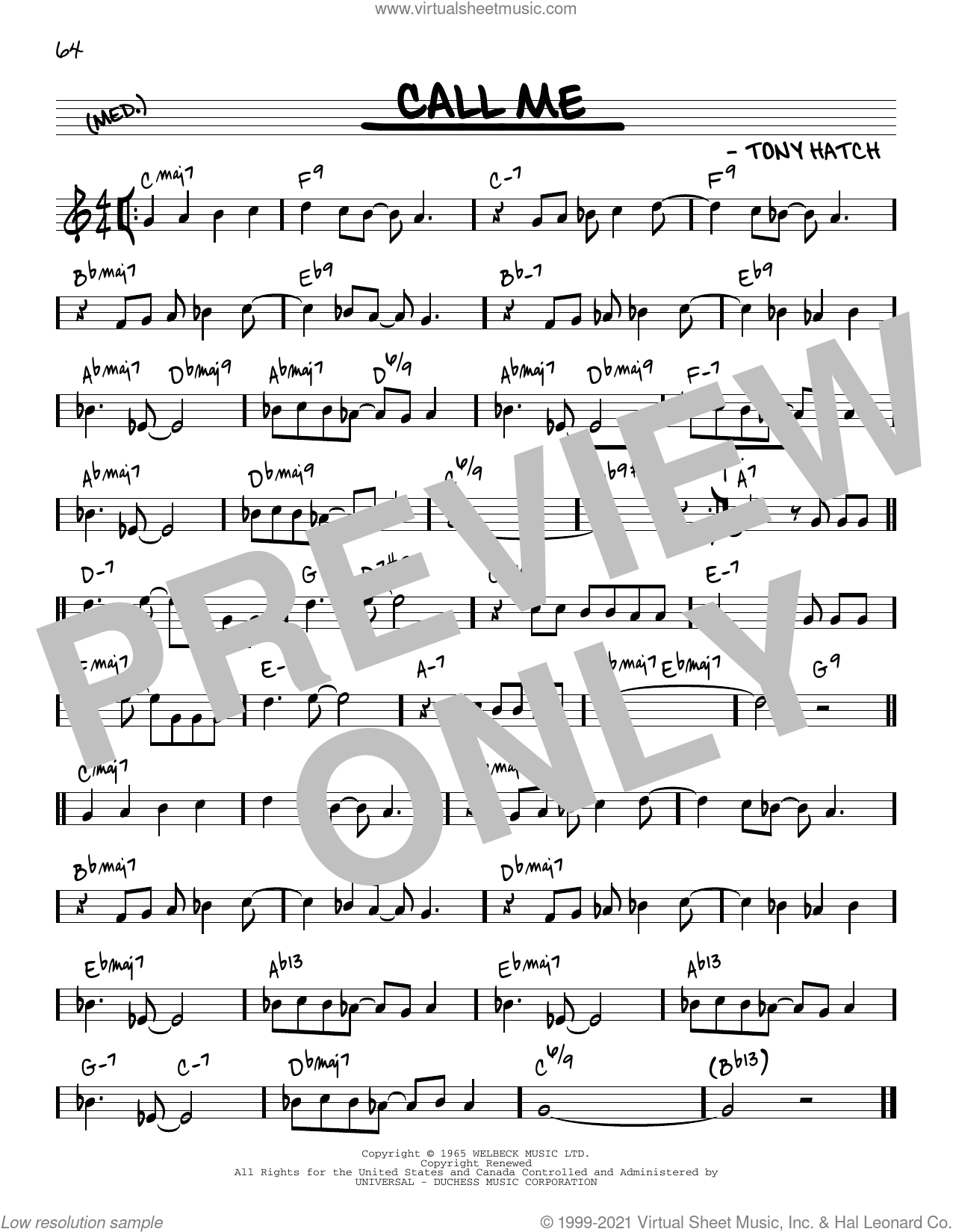 Call Me [Reharmonized version] (arr. Jack Grassel) sheet music (real ...