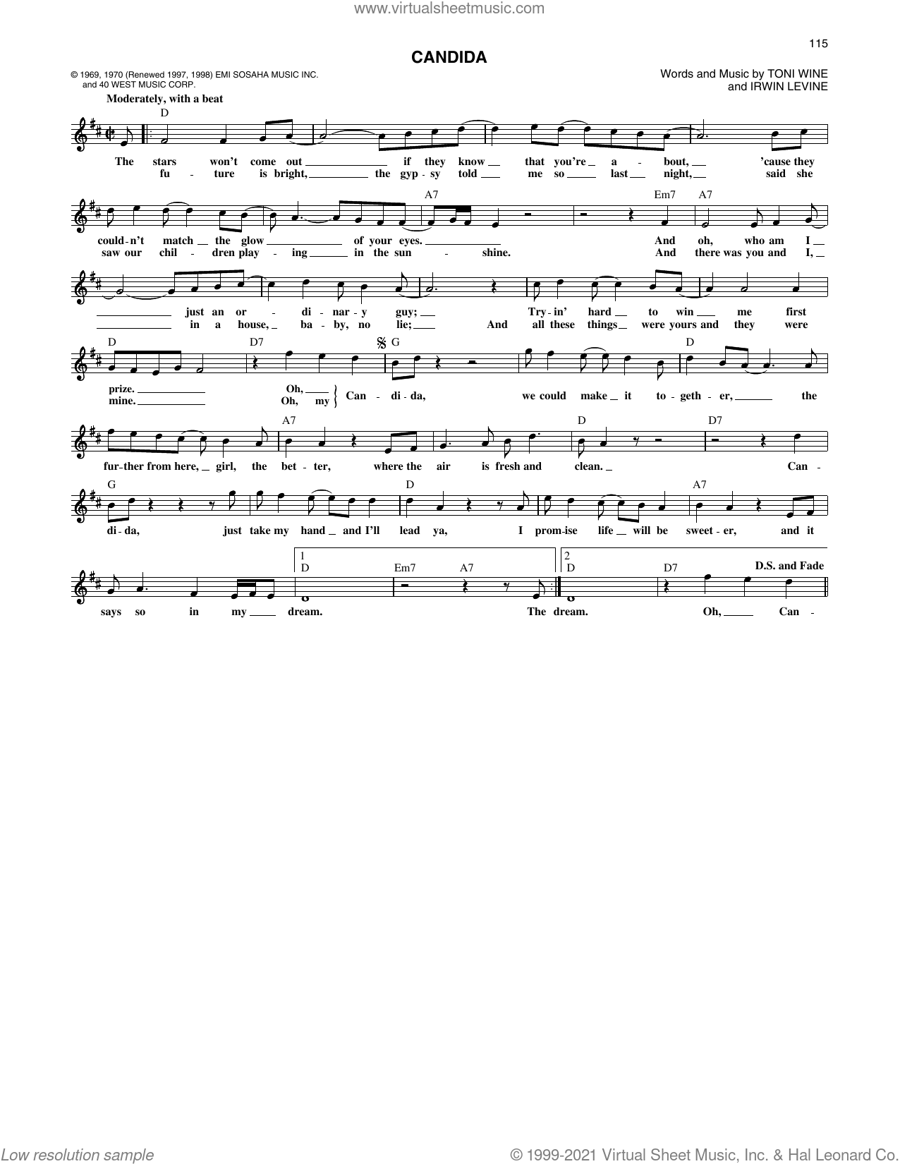 Candida sheet music for voice and other instruments (fake book)