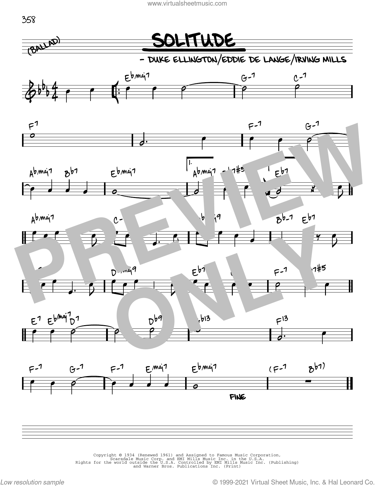 Solitude [Reharmonized version] (arr. Jack Grassel) sheet music (real ...