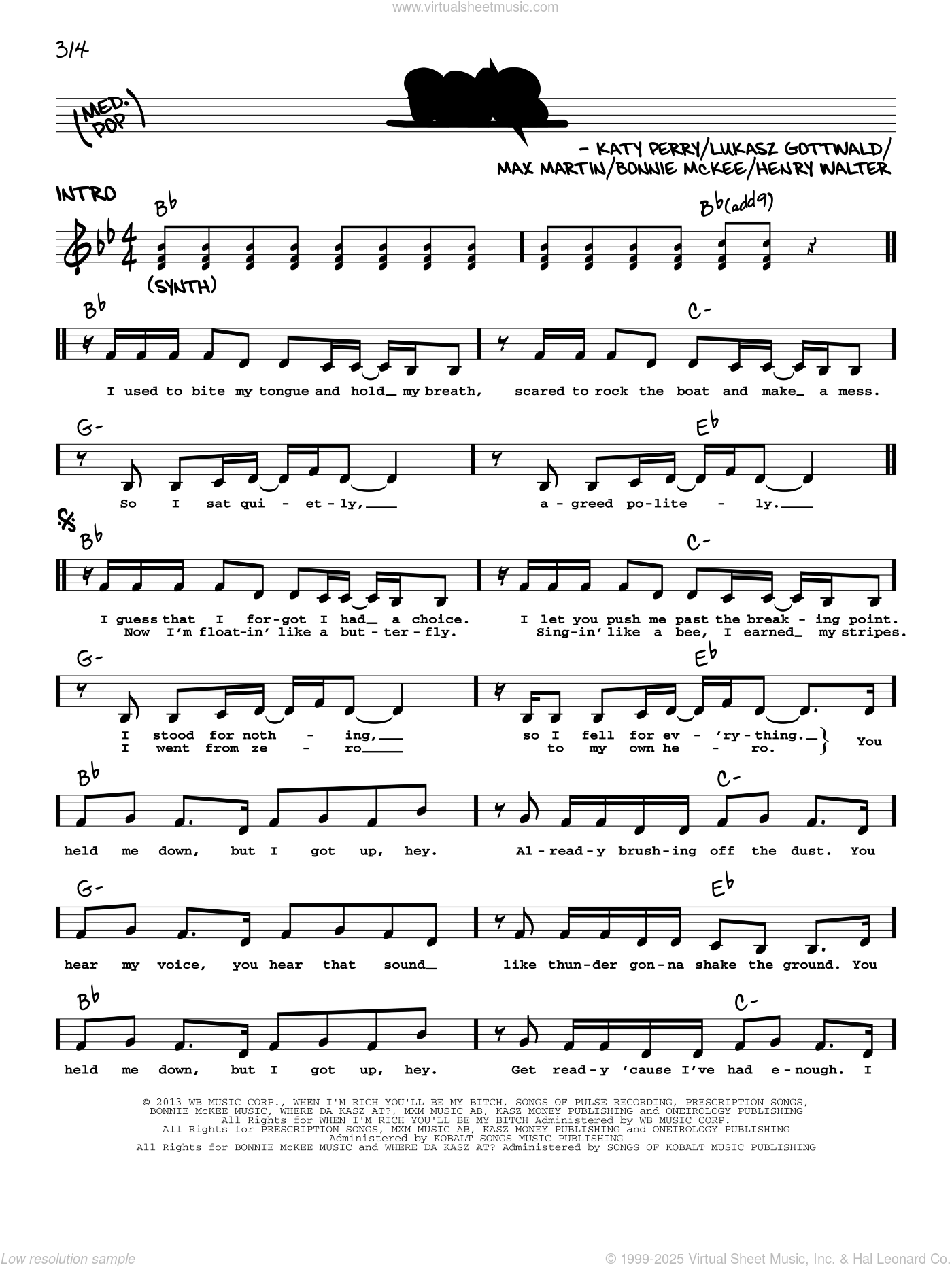 Roar sheet music (real book with lyrics) (PDF)