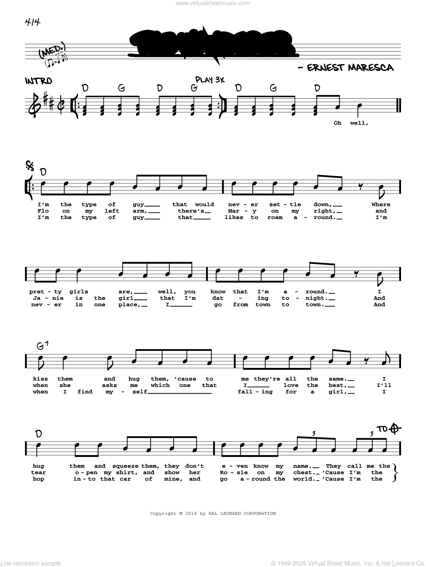 The Wanderer sheet music (real book with lyrics) (PDF)