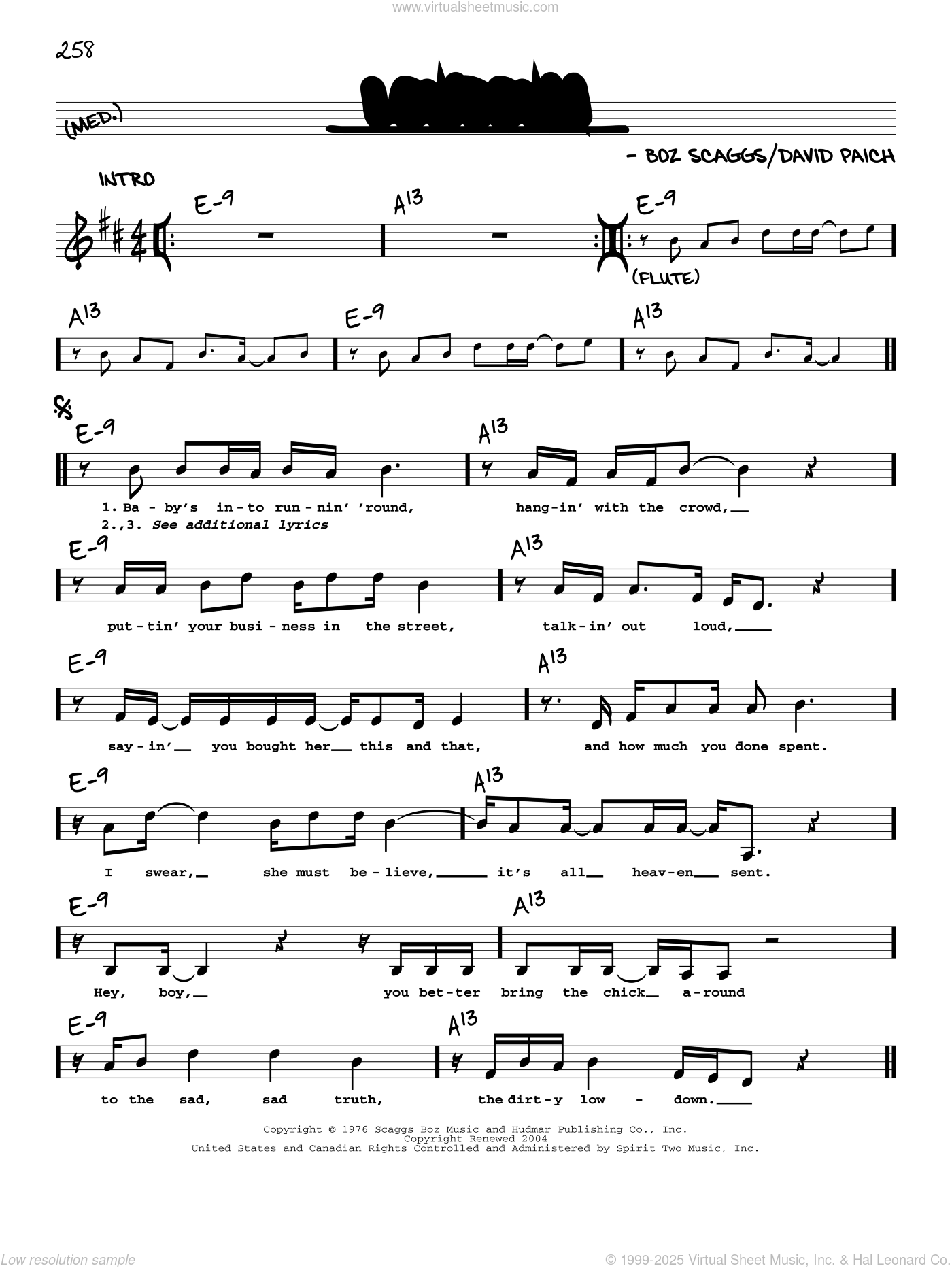 Lowdown sheet music (real book with lyrics) (PDF)