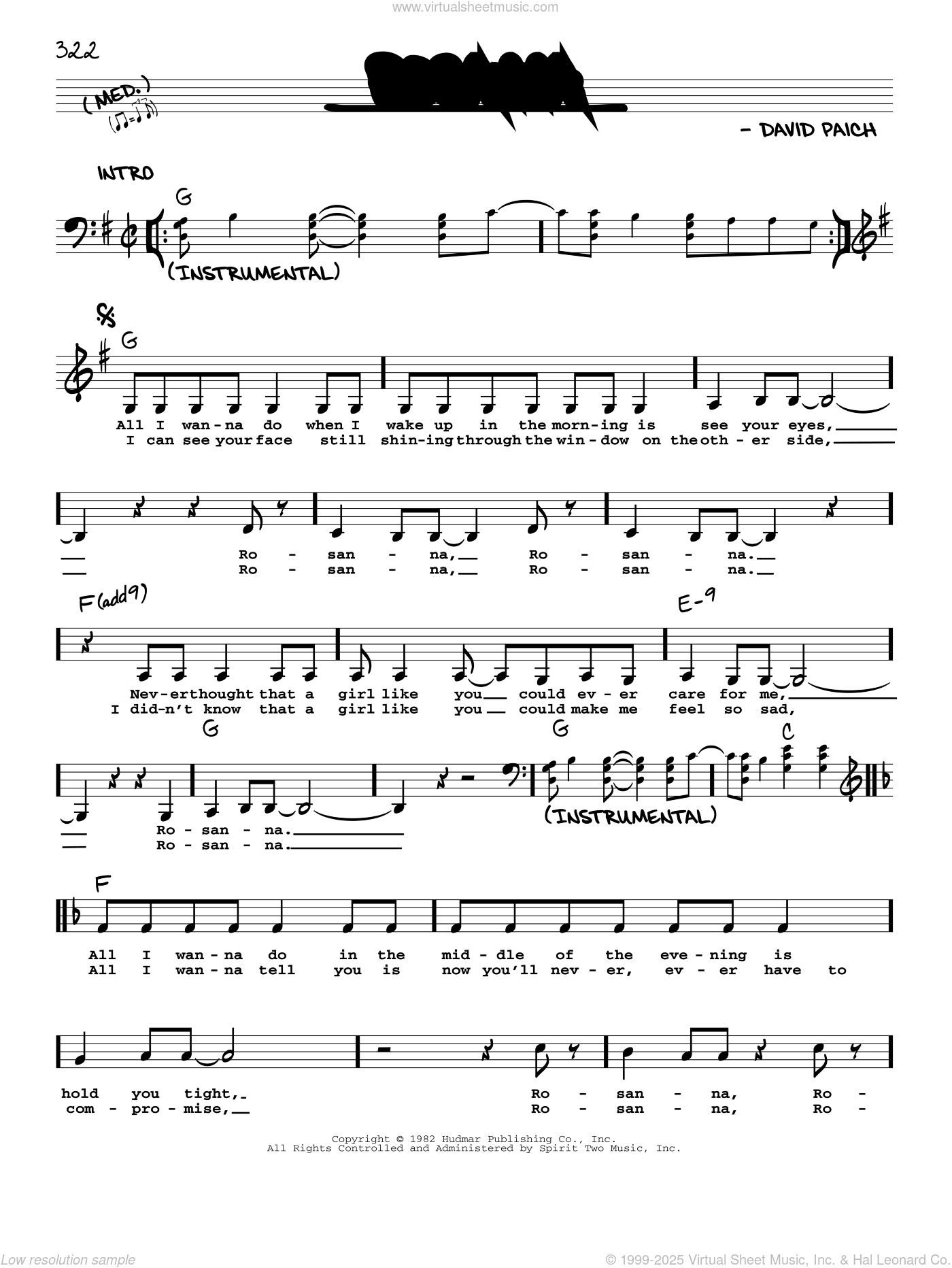 Rosanna sheet music (real book with lyrics) (PDF)