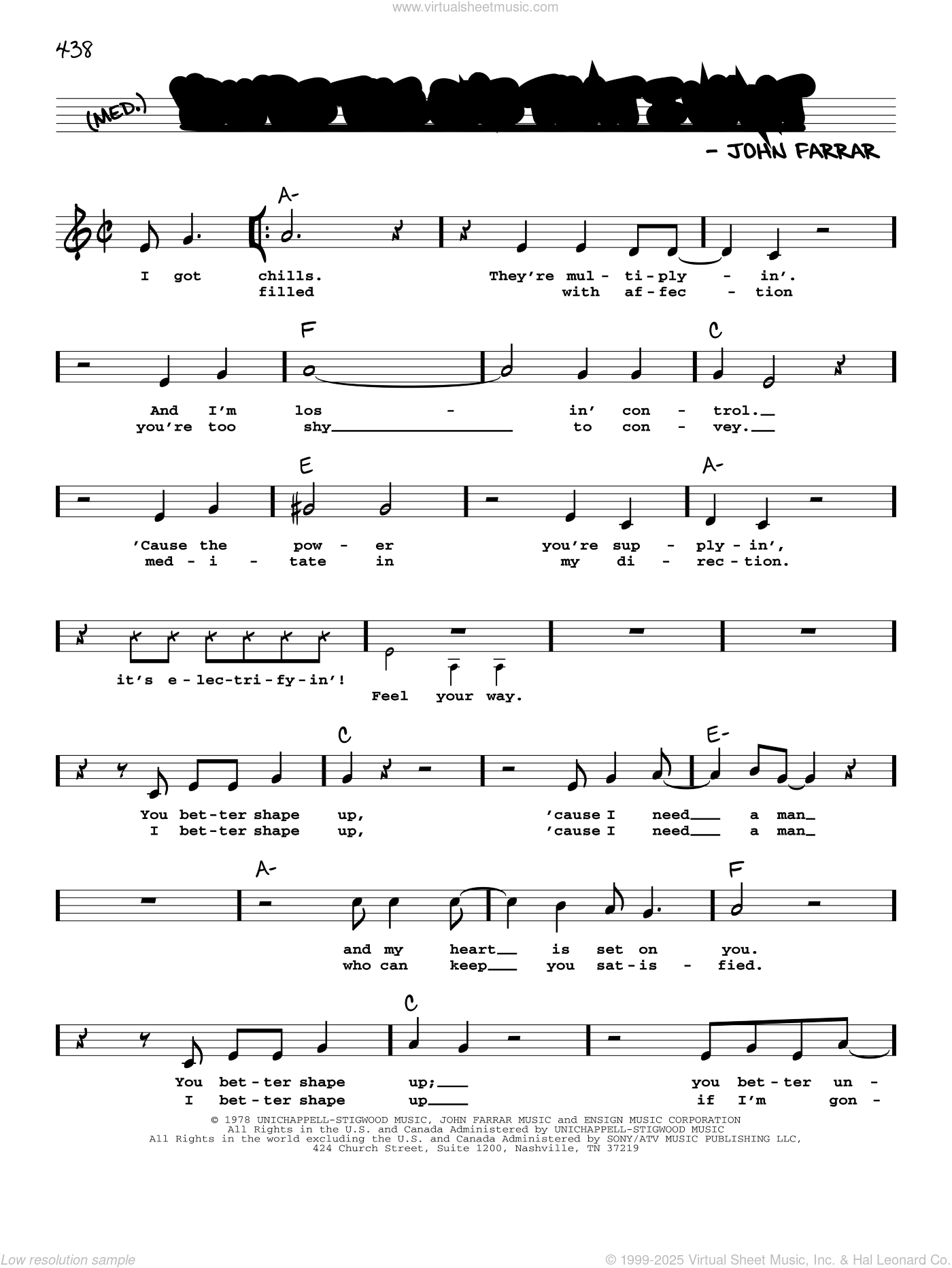 You're The One That I Want sheet music (real book with lyrics)