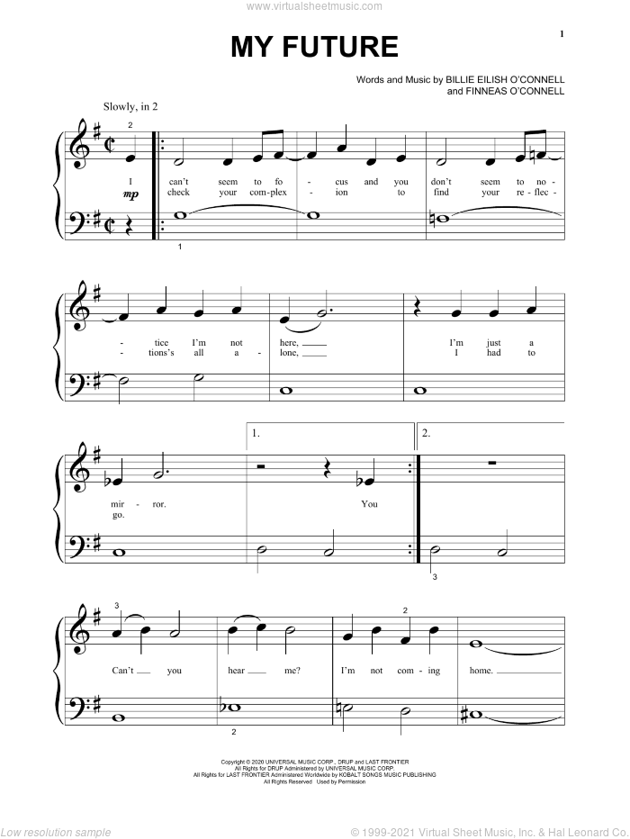 my future, (beginner) sheet music for piano solo (PDF)