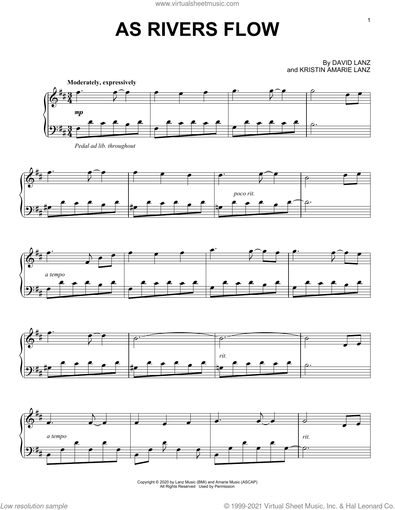 As Rivers Flow sheet music for piano solo (PDF-interactive)