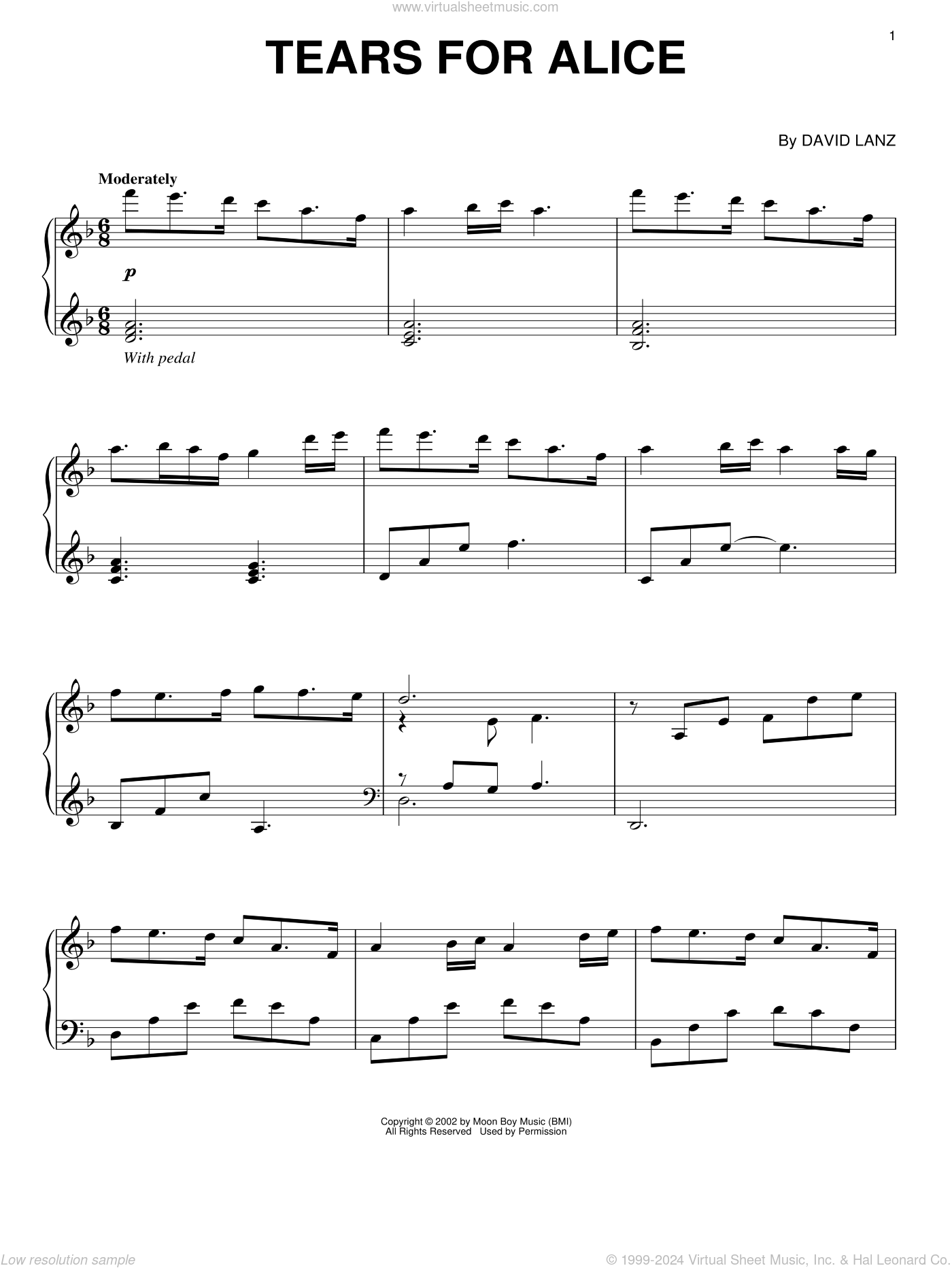 Tears For Alice sheet music for piano solo (PDF)