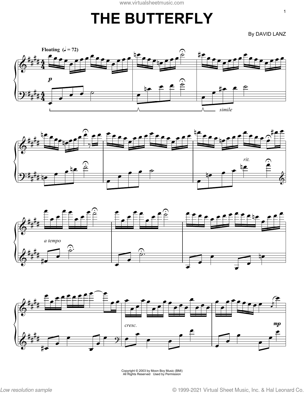 The Butterfly sheet music for piano solo (PDF)