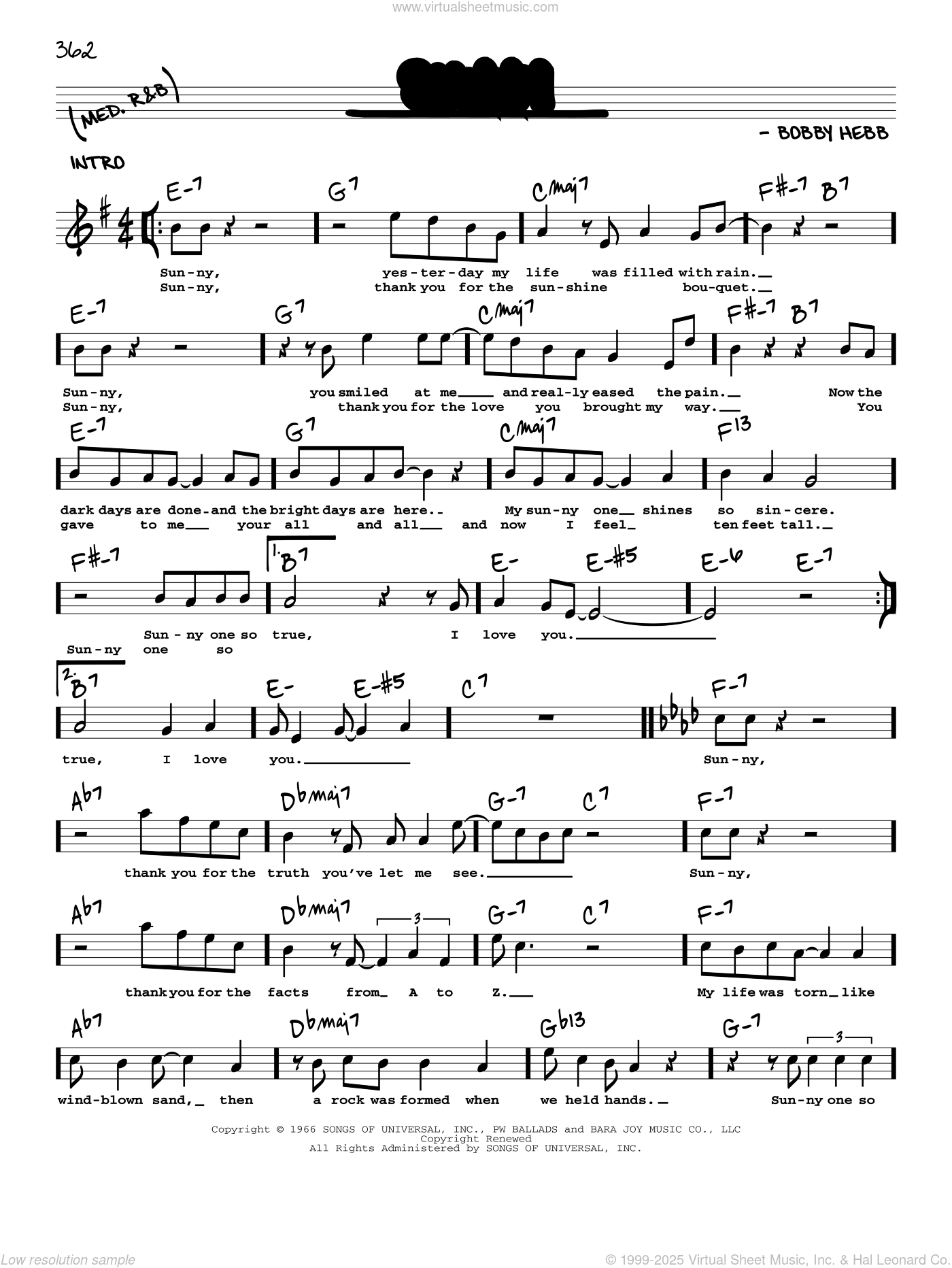Sunny sheet music (real book with lyrics) (PDF)